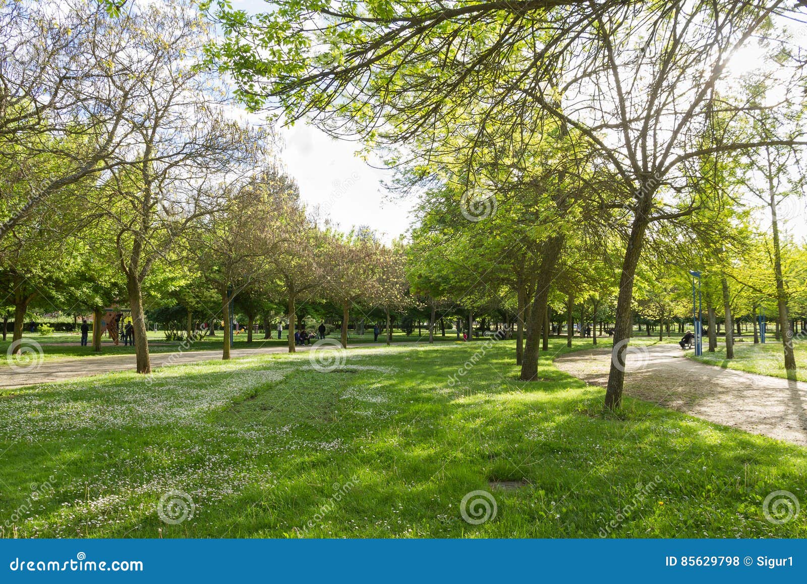 Public Park in Spring with People Stock Photo - Image of landscape ...