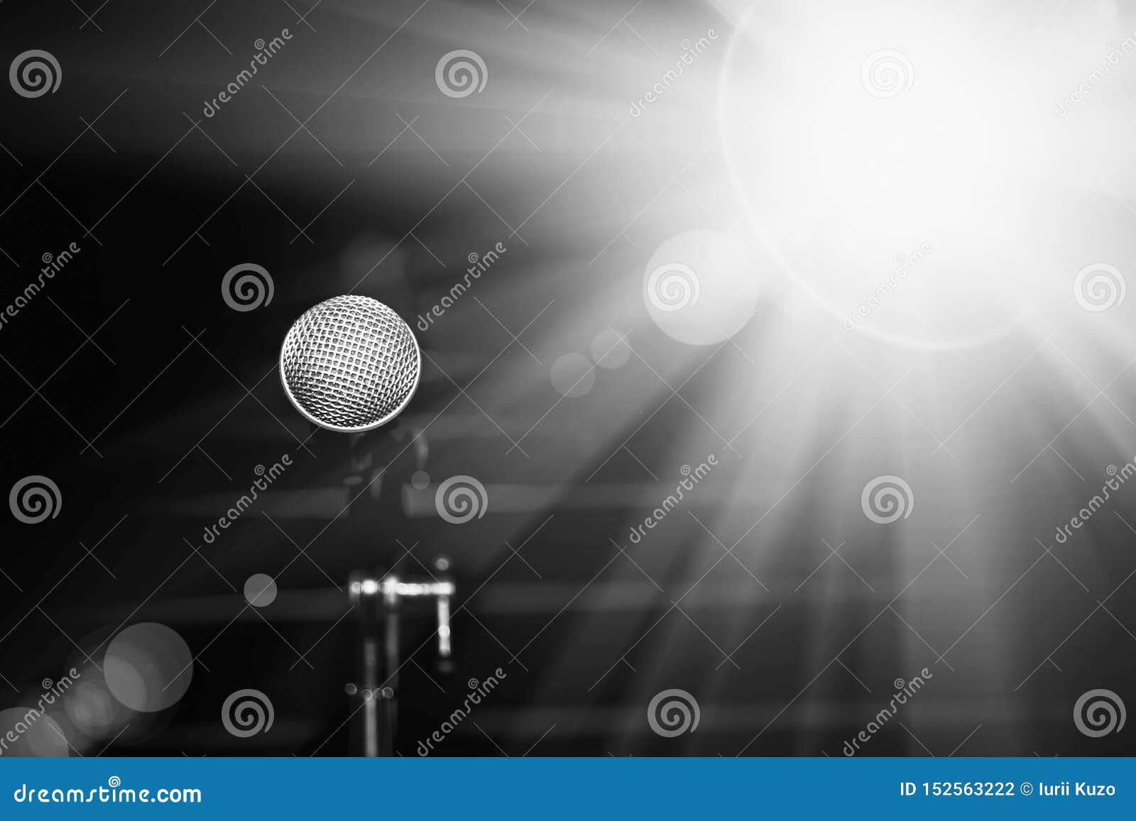 Public Performance on Stage. Microphone on Abstract Blurred of Speech ...