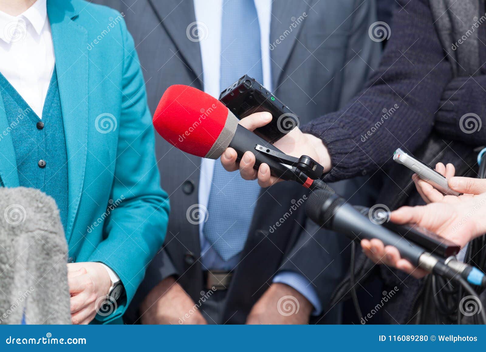 Public Relations - PR. News Conference. Press Interview. Stock Photo ...