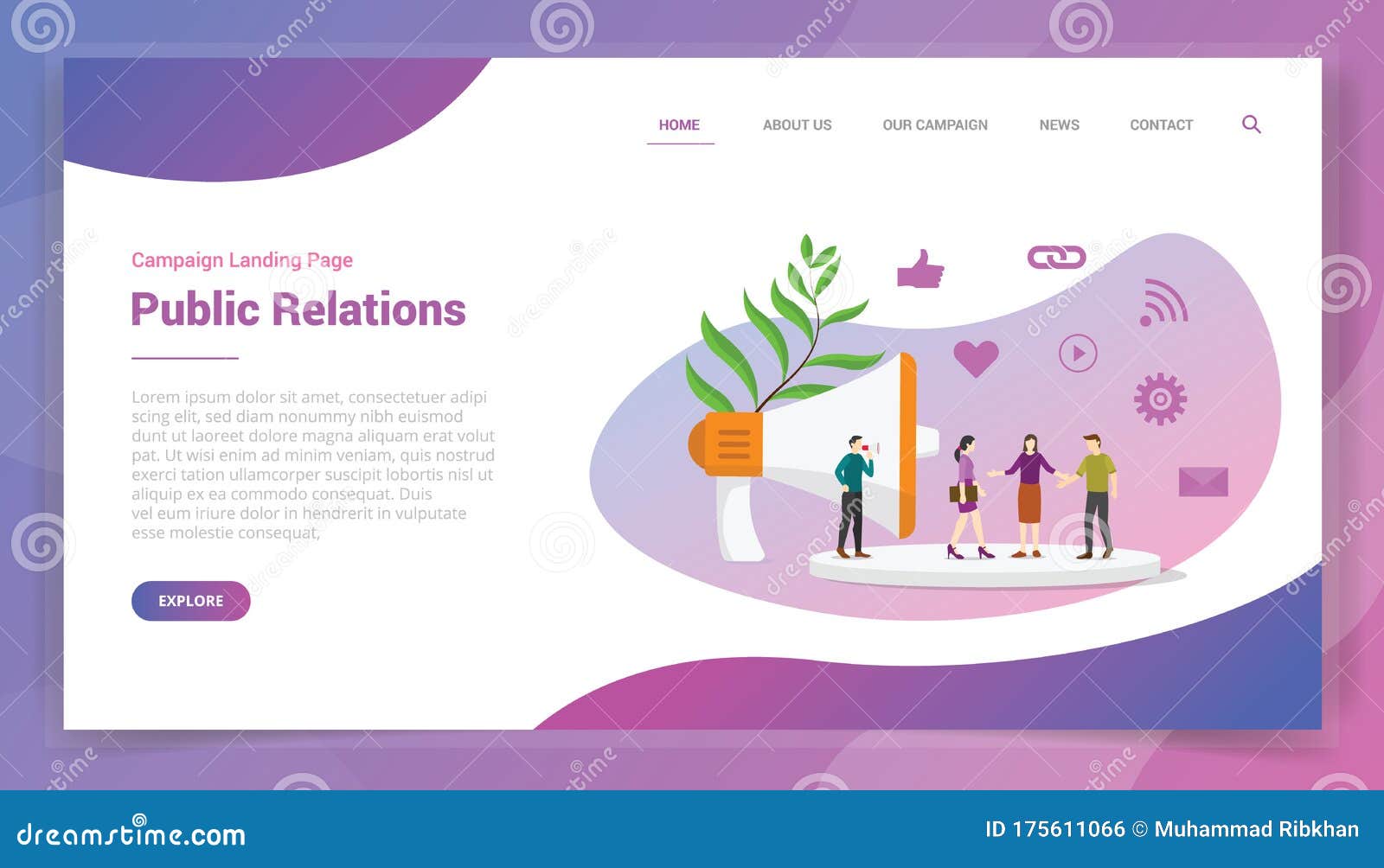 Public Relations or Pr for Website Template or Landing Homepage Design ...