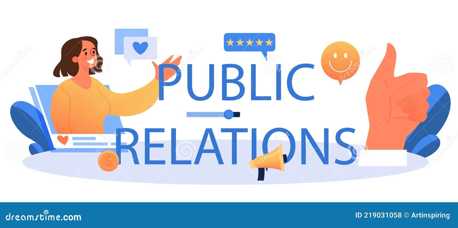 Public Relations Typographic Header. Successful Brand Advertising ...