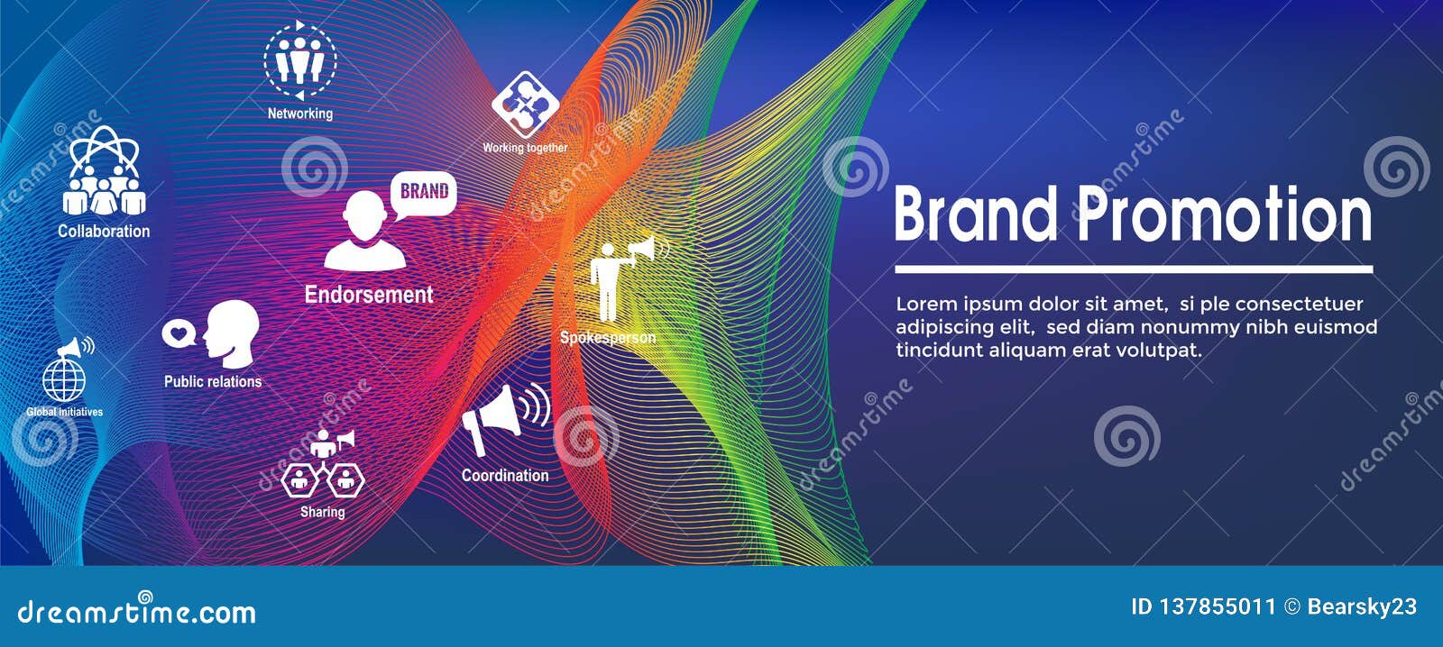 Public Relations Web Header Banner and Icon Set with Brand Awareness ...