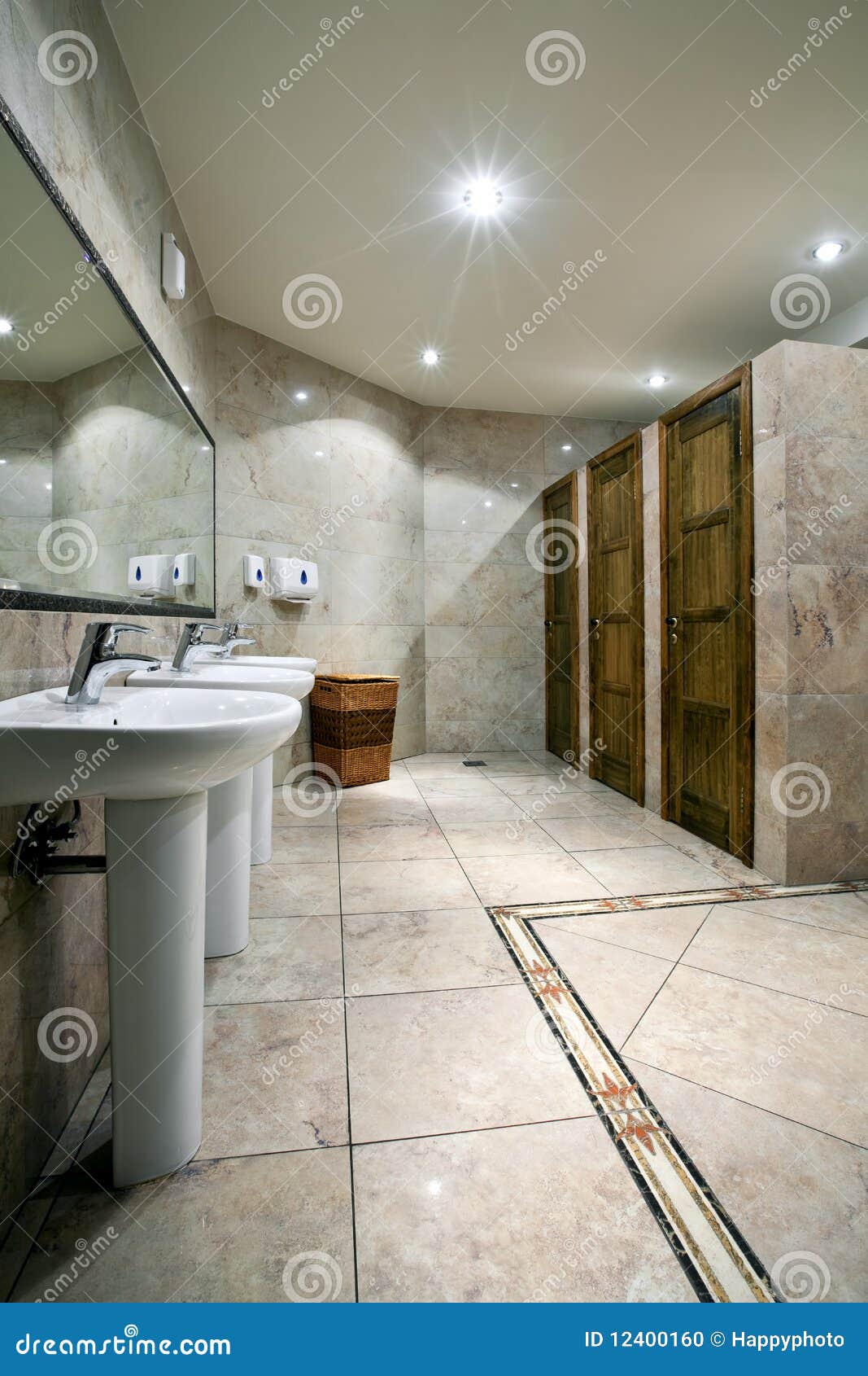 Public restroom interior stock photo. Image of clean - 12400160