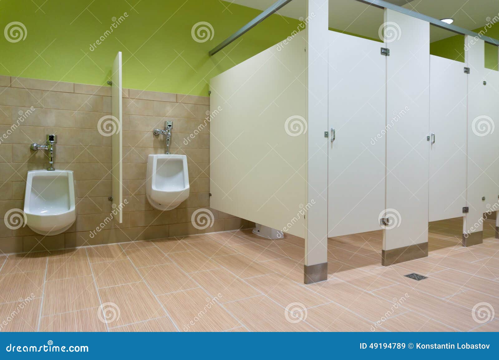 Public Restroom with Urinals Stock Image - Image of male, perspective ...