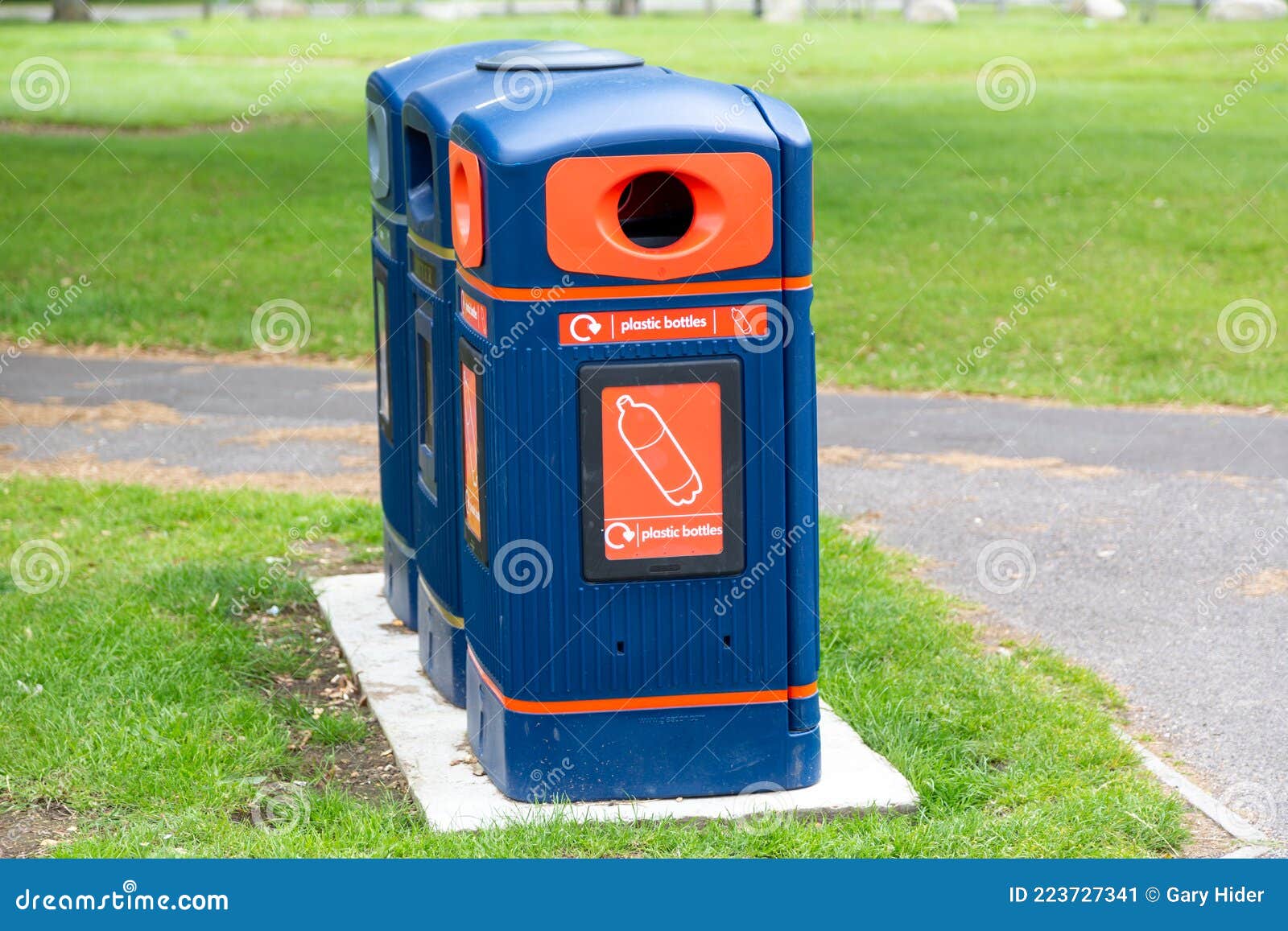 A Public Rubbish or Trash Bin Used for Recycling Plastic Bottles Stock ...