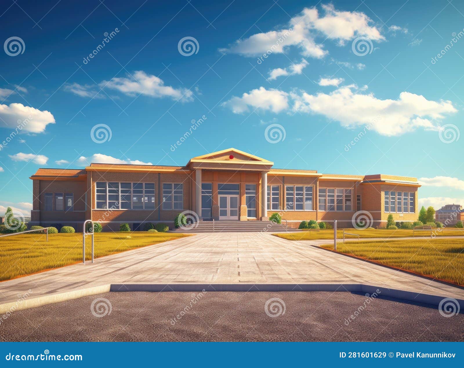 Public School Building. Exterior View of School Created with Generative ...