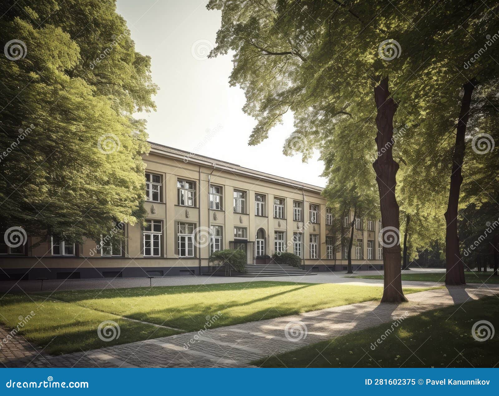 Public School Building. Exterior View of School Created with Generative ...