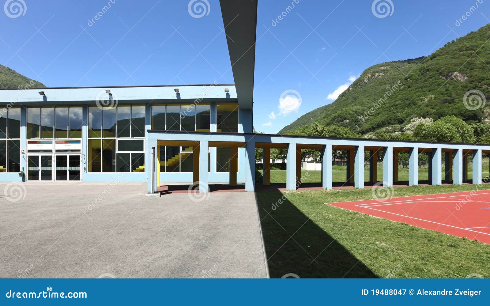 Public school, outdoors stock image. Image of green, building - 19488047