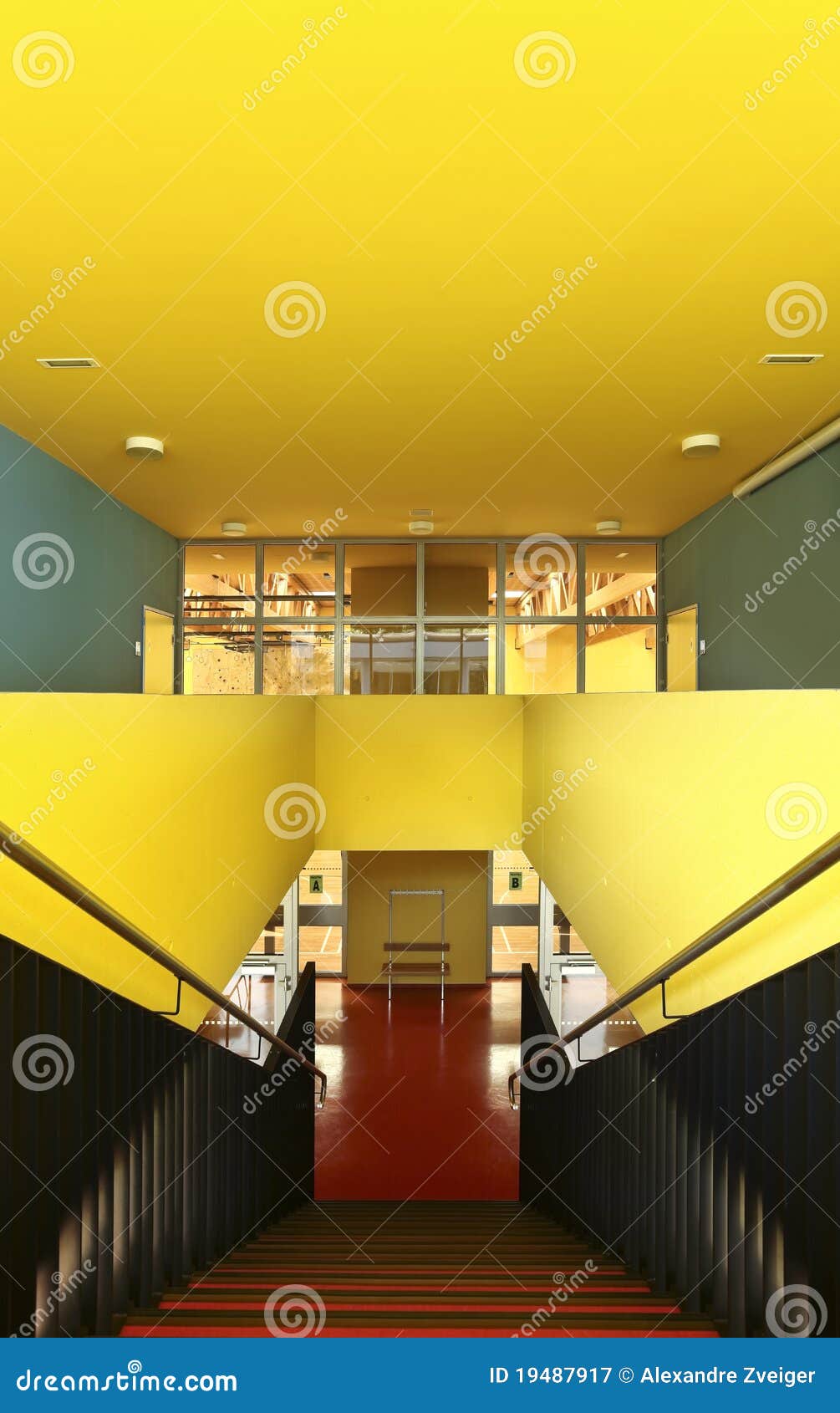 Public School , Staircase View Stock Image - Image of yellow, blue ...