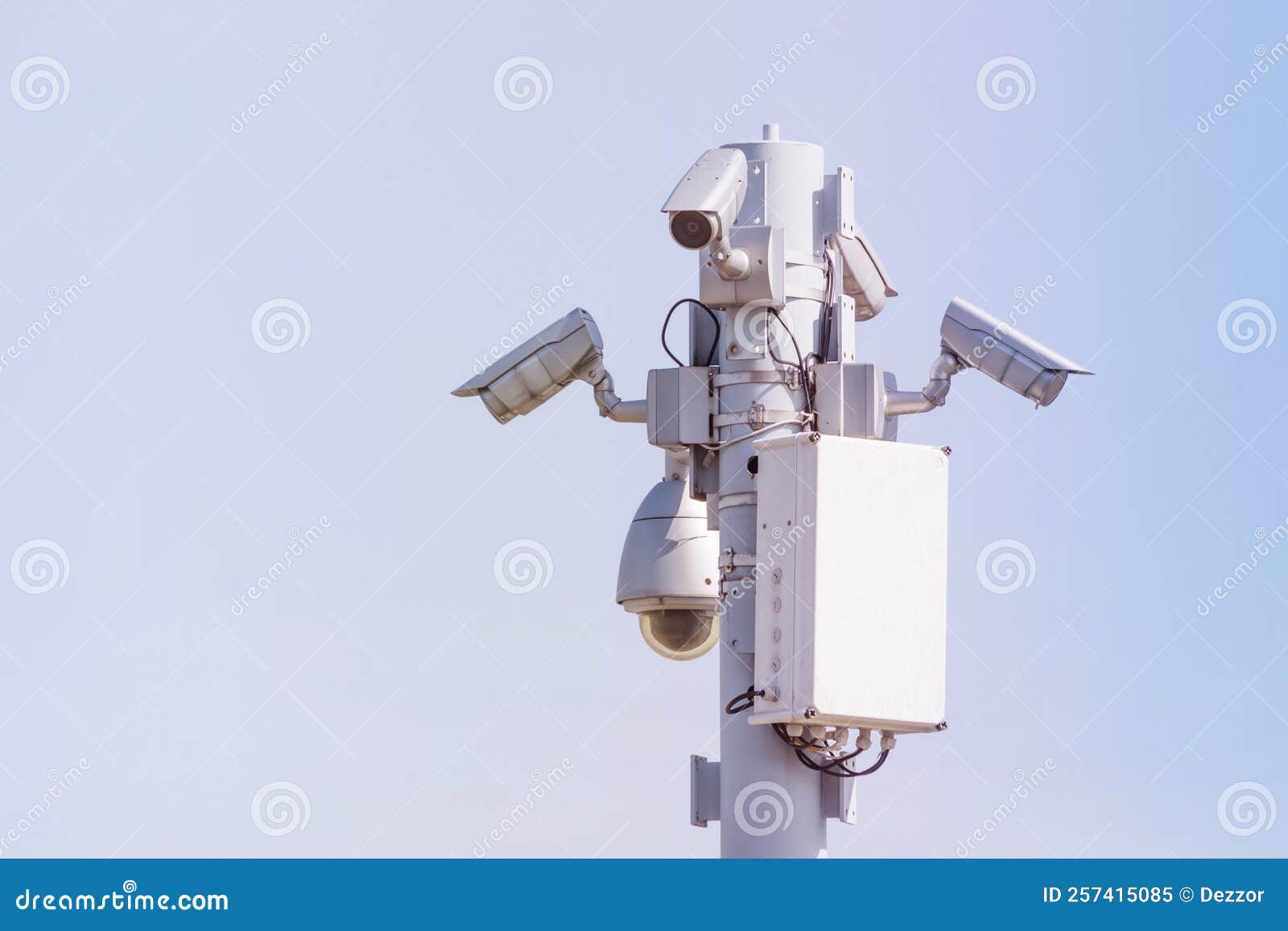 Public Security Cameras, Capture the Townspeople. White Cameras are ...