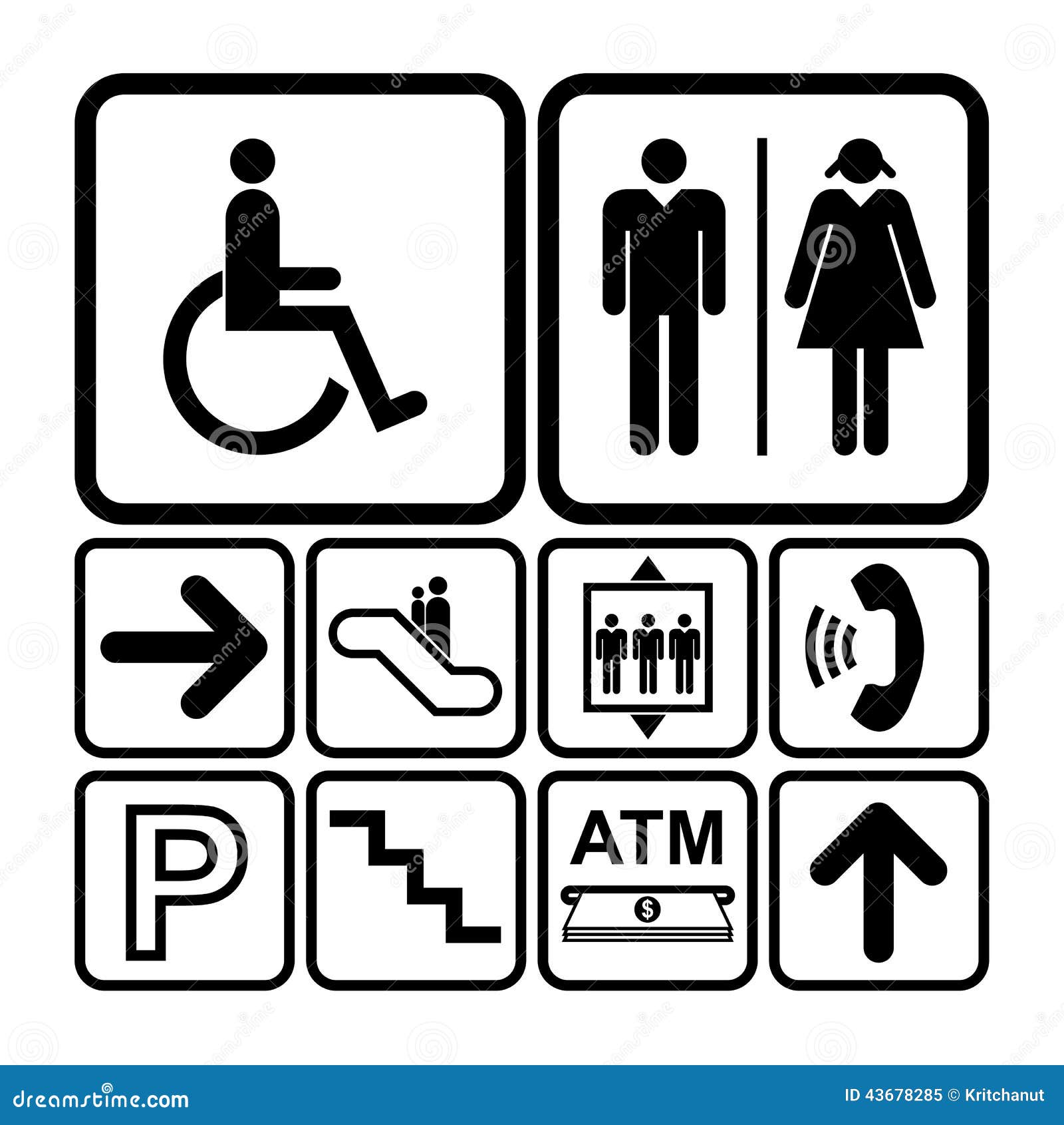 Public Service Sign Icon Set Stock Illustration - Illustration of black ...