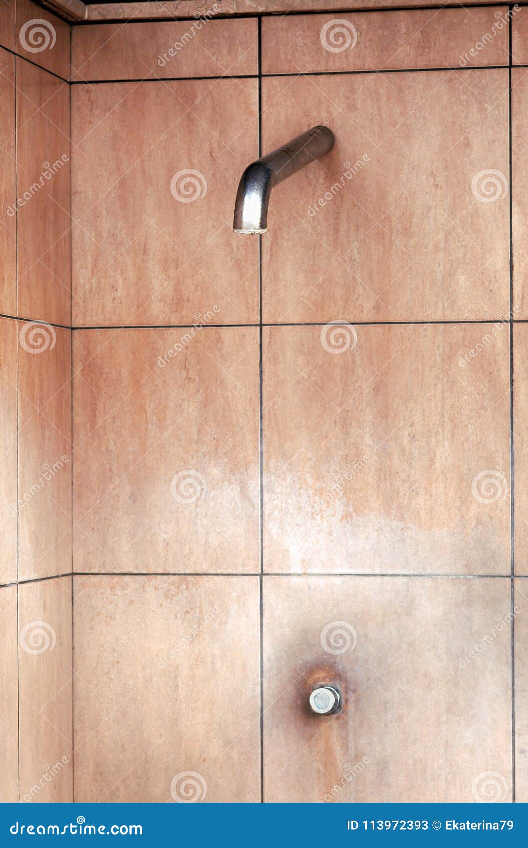 Public Shower with Push Button Stock Image - Image of watering ...