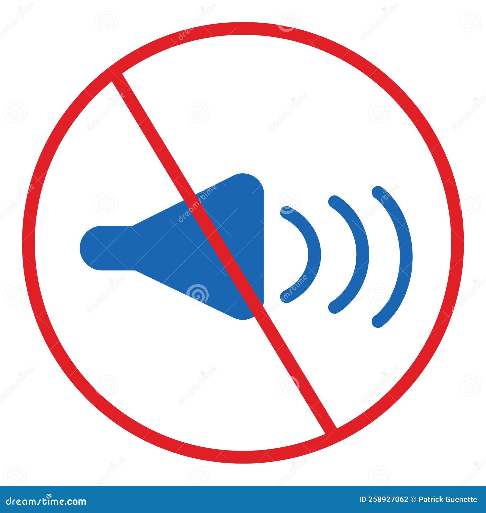 Public sign no sound, icon stock vector. Illustration of button - 258927062