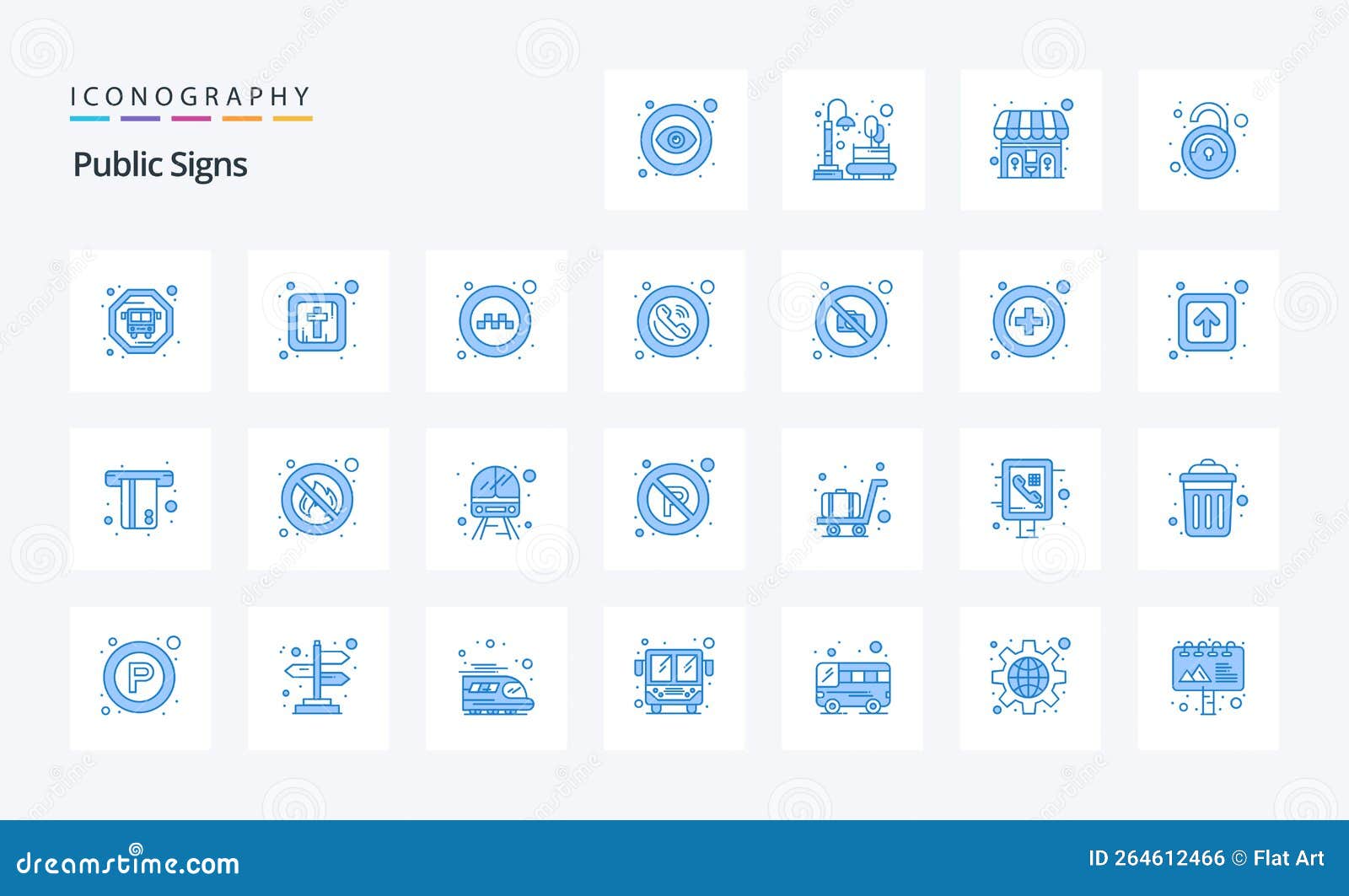 25 Public Signs Blue Icon Pack Stock Vector - Illustration of service ...