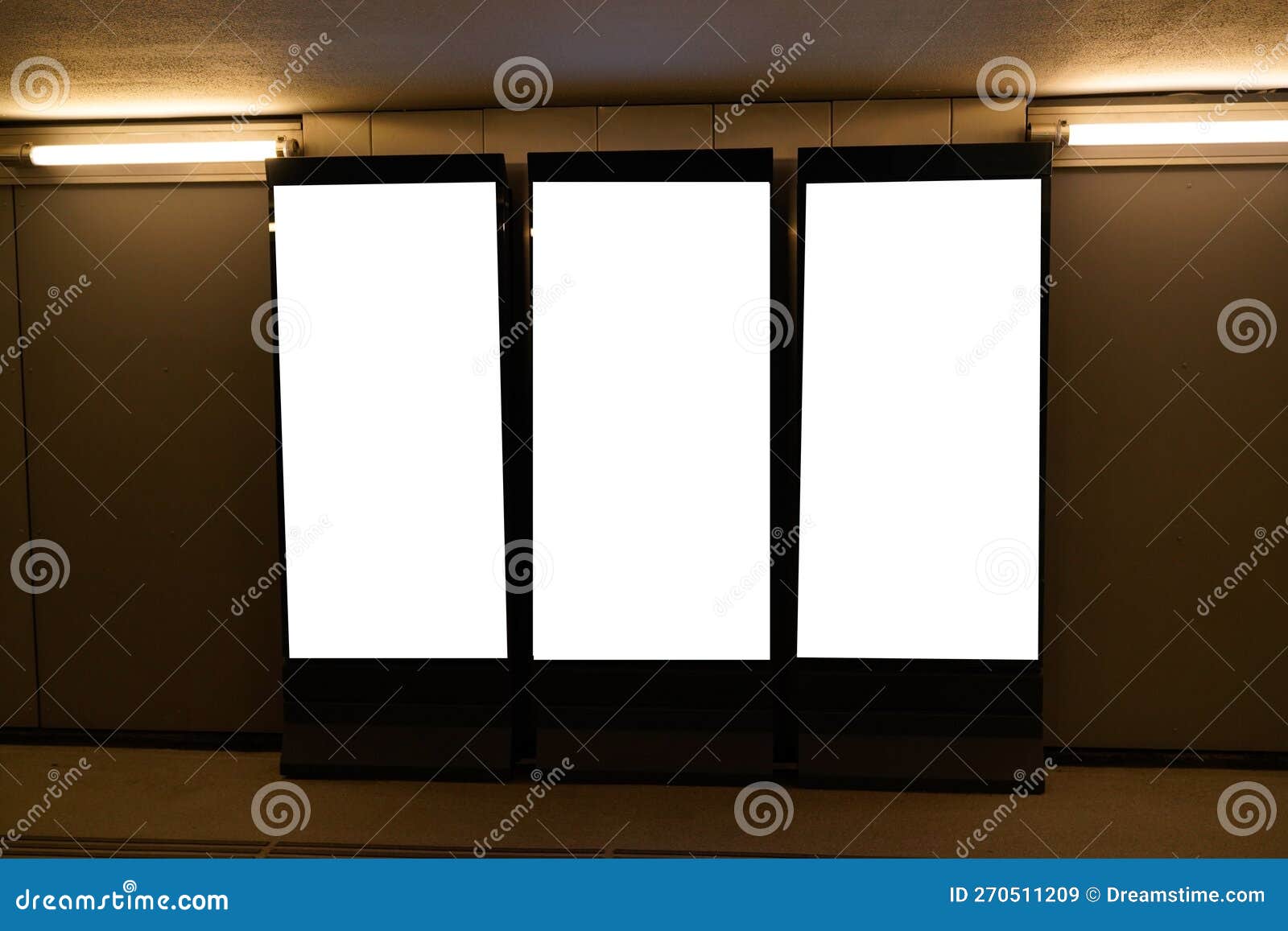 Public Space Advertisement Board As Mockup Empty Blank White Signboard ...