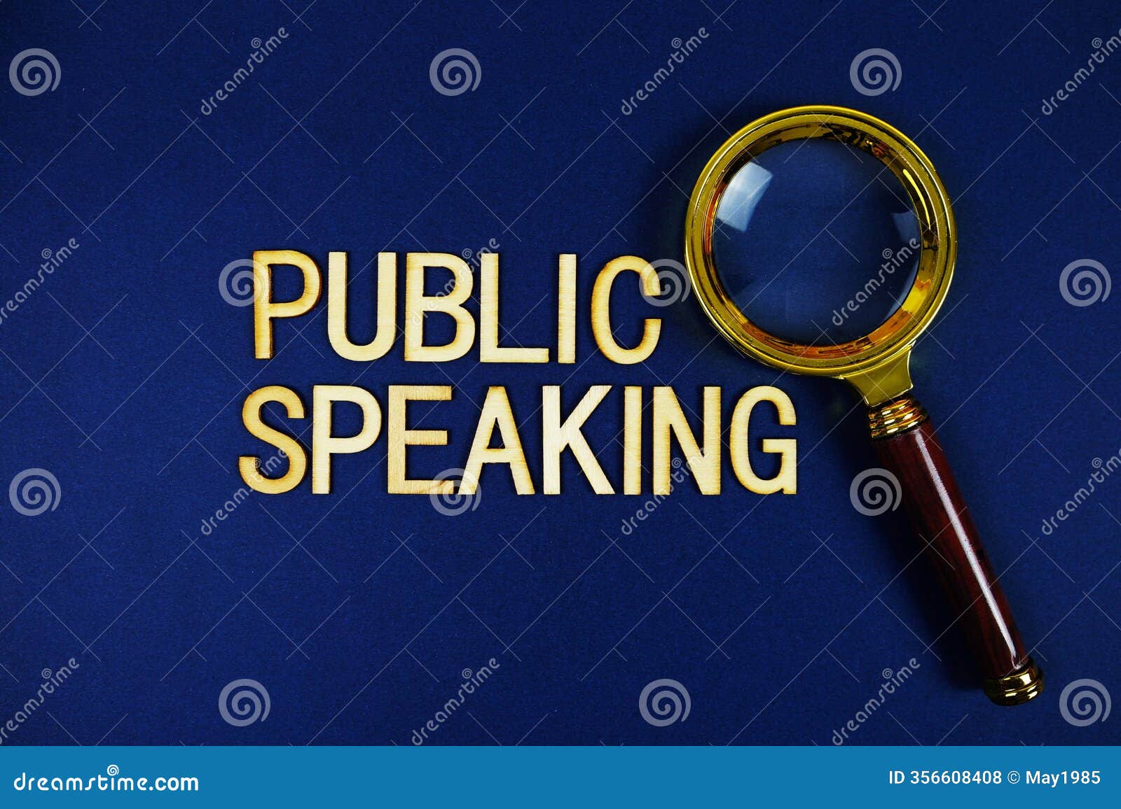 Public Speaking Alphabet Letters with Magnifying Glass on Navy Blue ...