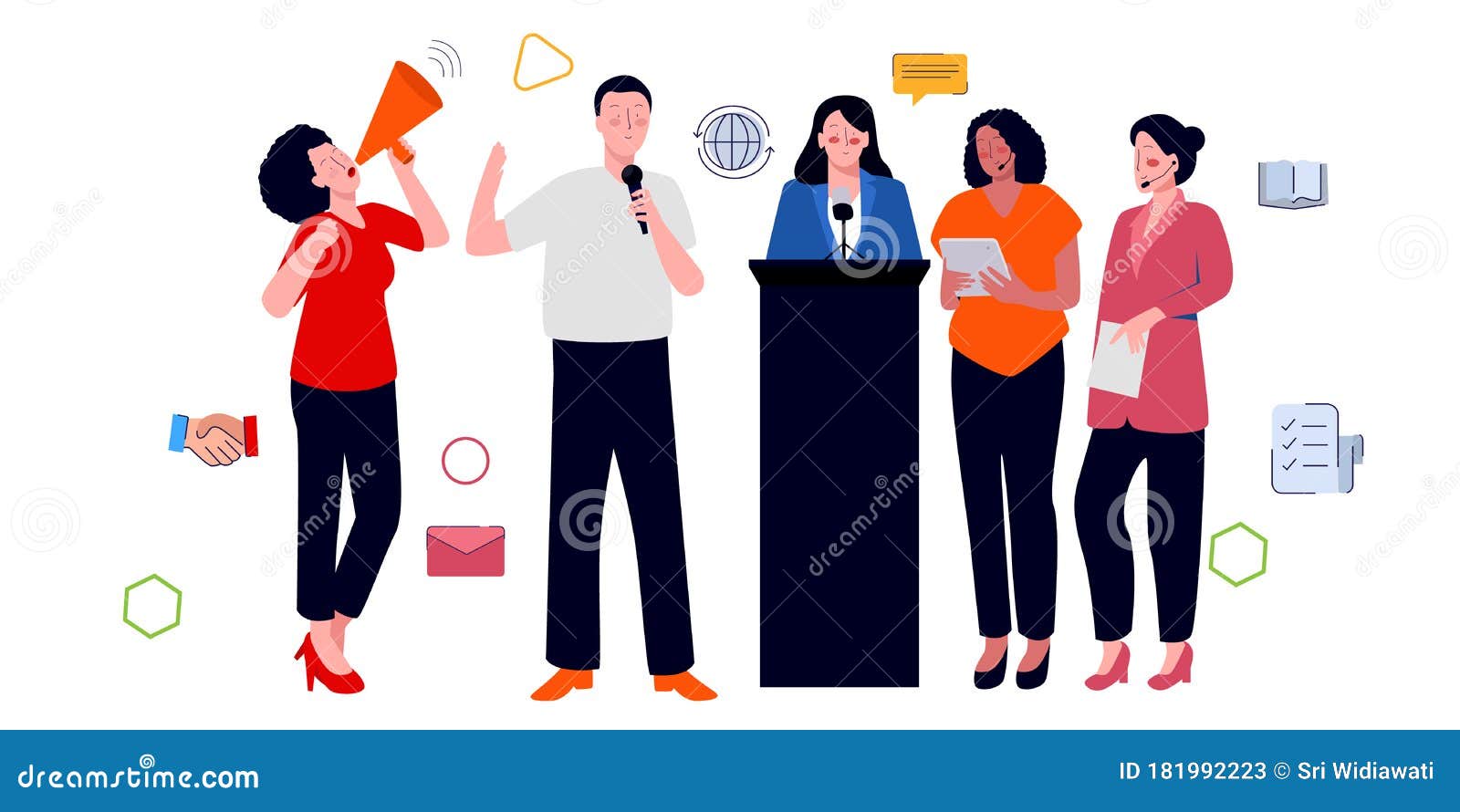 Public Speaking Characters Set. Design Vector Illustration Concept of ...