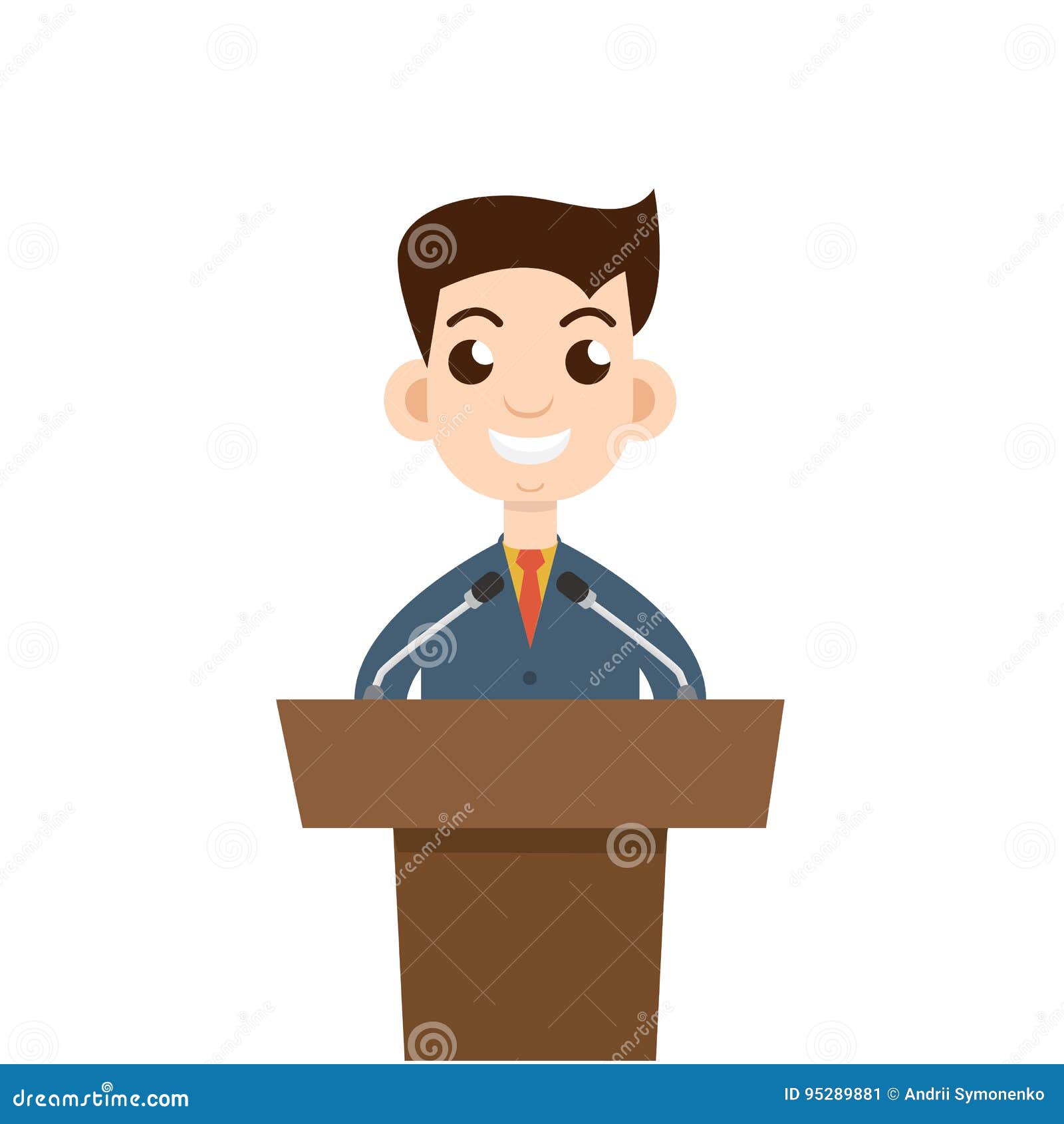 Public Speaking, Flat Design. Orator Speaking. Vector Illustration ...