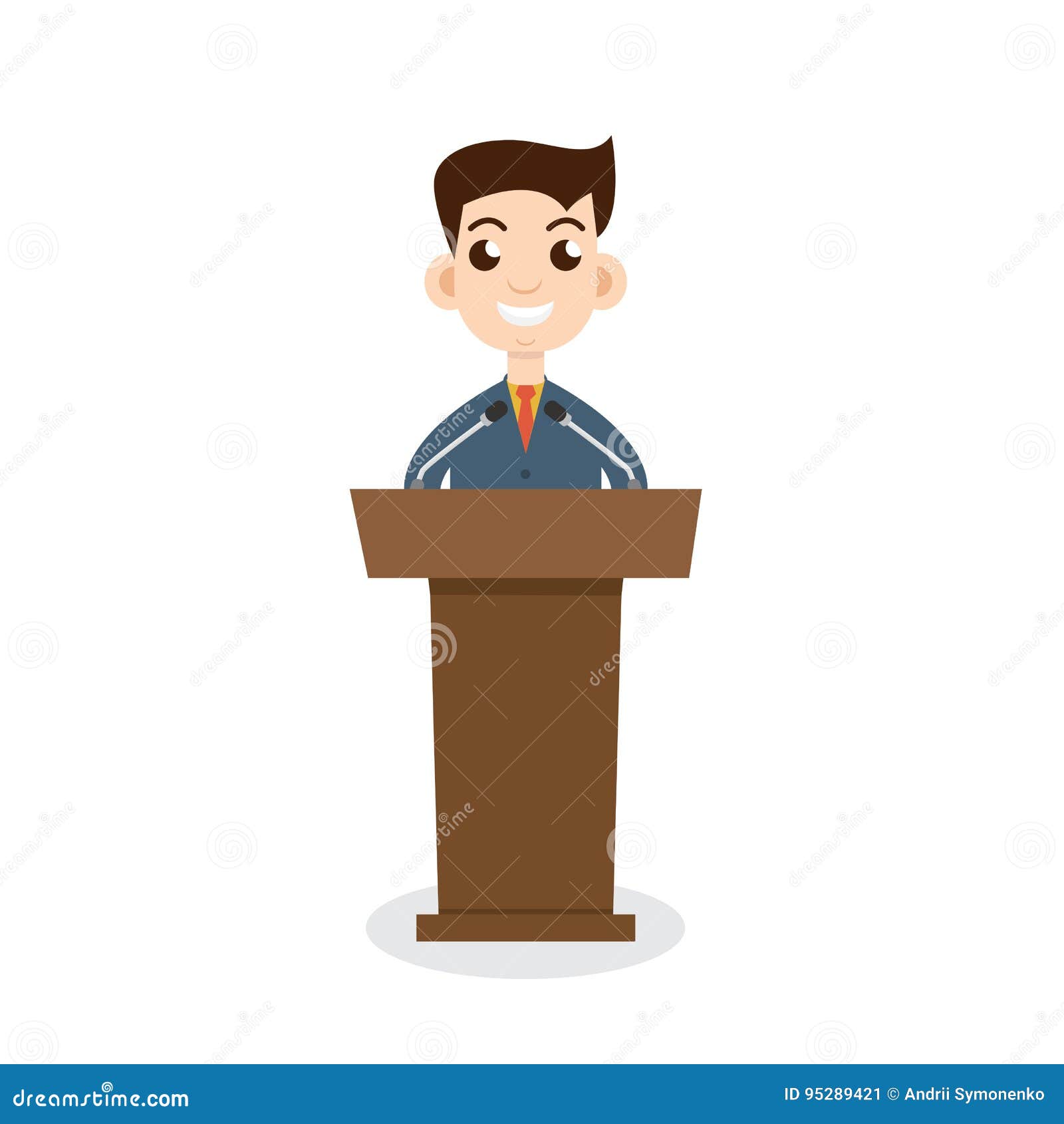 Public Speaking, Flat Design. Orator Speaking. Vector Illustration ...