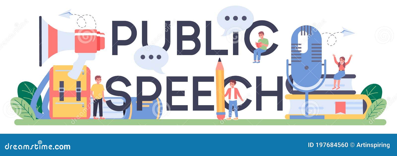 Public Speech Typographic Header. Voice Training and Speech Stock ...