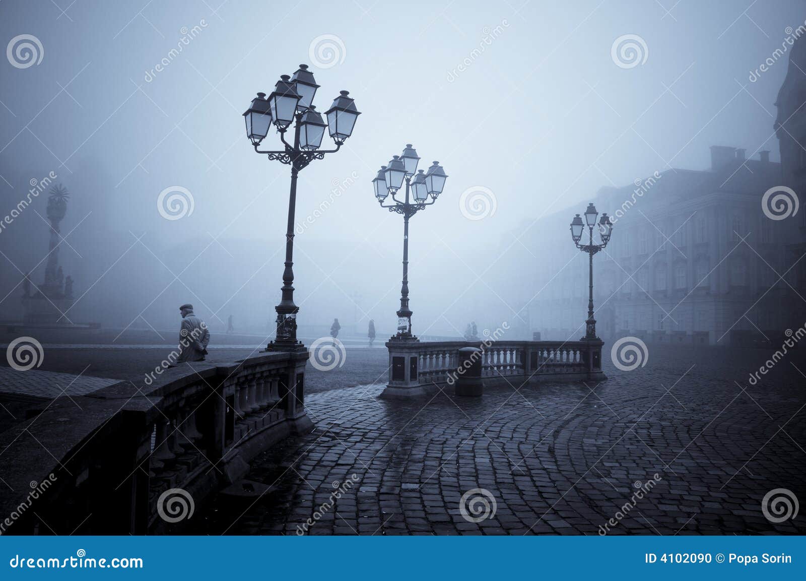 Public square in fog stock photo. Image of square, timisoara - 4102090