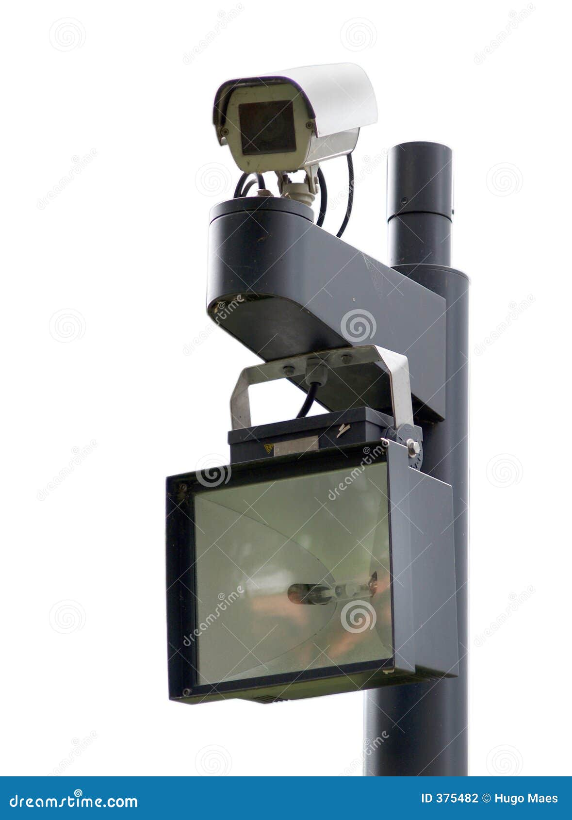 A Public Surveillance Camera Installed On A Lamp Post Against A Light ...