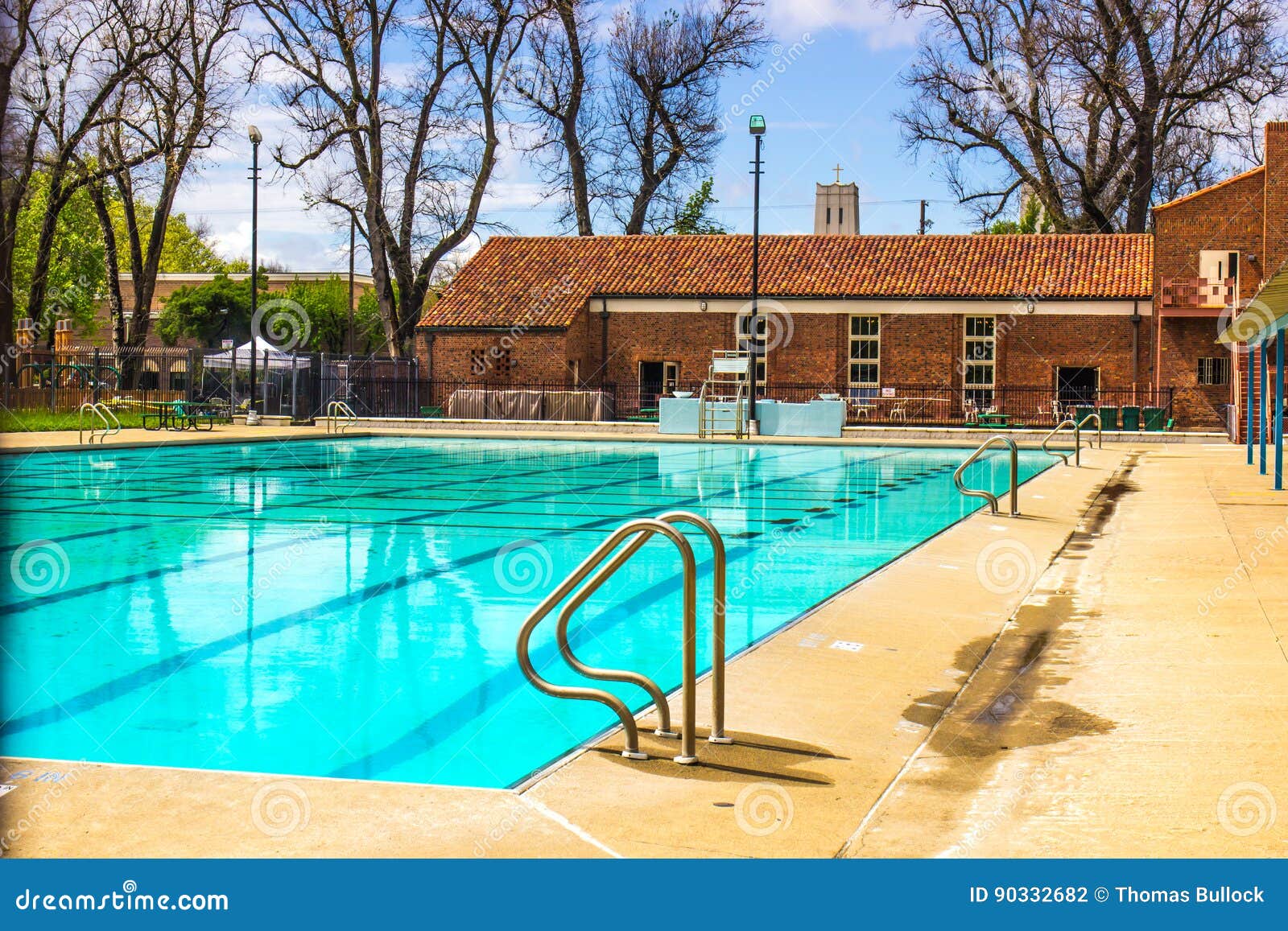 Public Swimming Pool in Springtime Stock Photo - Image of pool, stairs ...