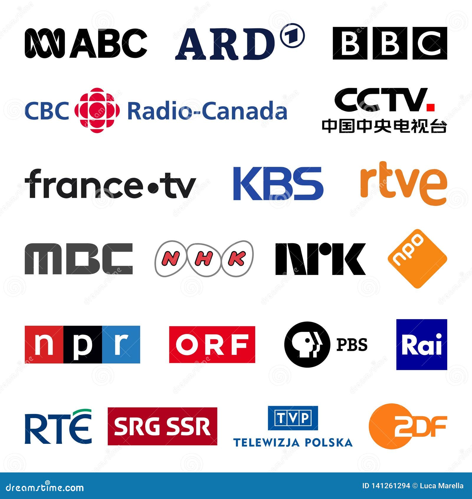 Public Television Broadcasters Vector Logo Collection Set Editorial ...