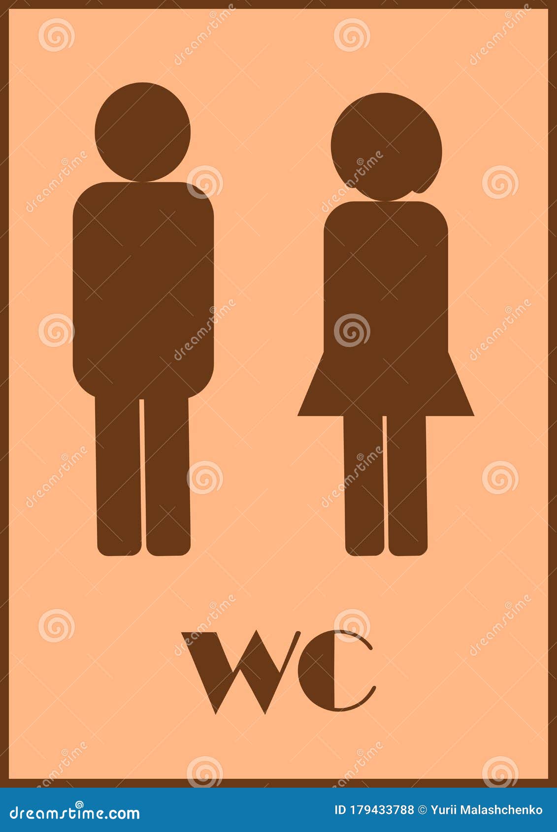 Public Toilet Sign Template and Text WC. Stock Vector - Illustration of ...