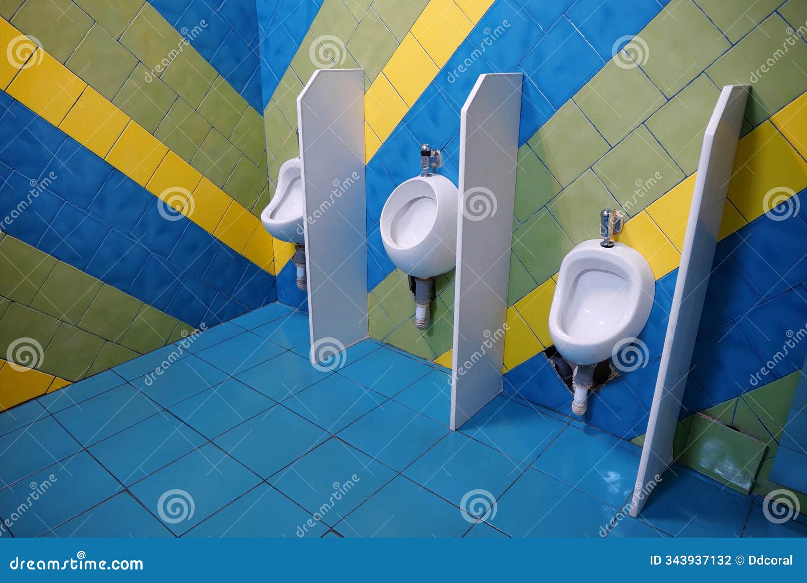 Public Toilet with Three White Urinals Stock Photo - Image of closet ...