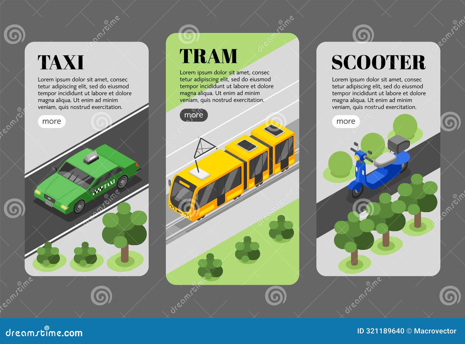 Public Transport Banners Set Stock Illustration - Illustration of ...