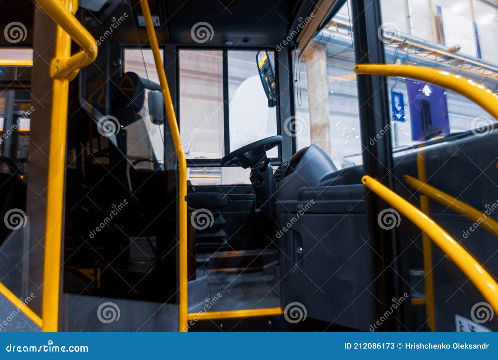 Public Transport Bus Driver`s Cab Stock Image - Image of male, inside ...