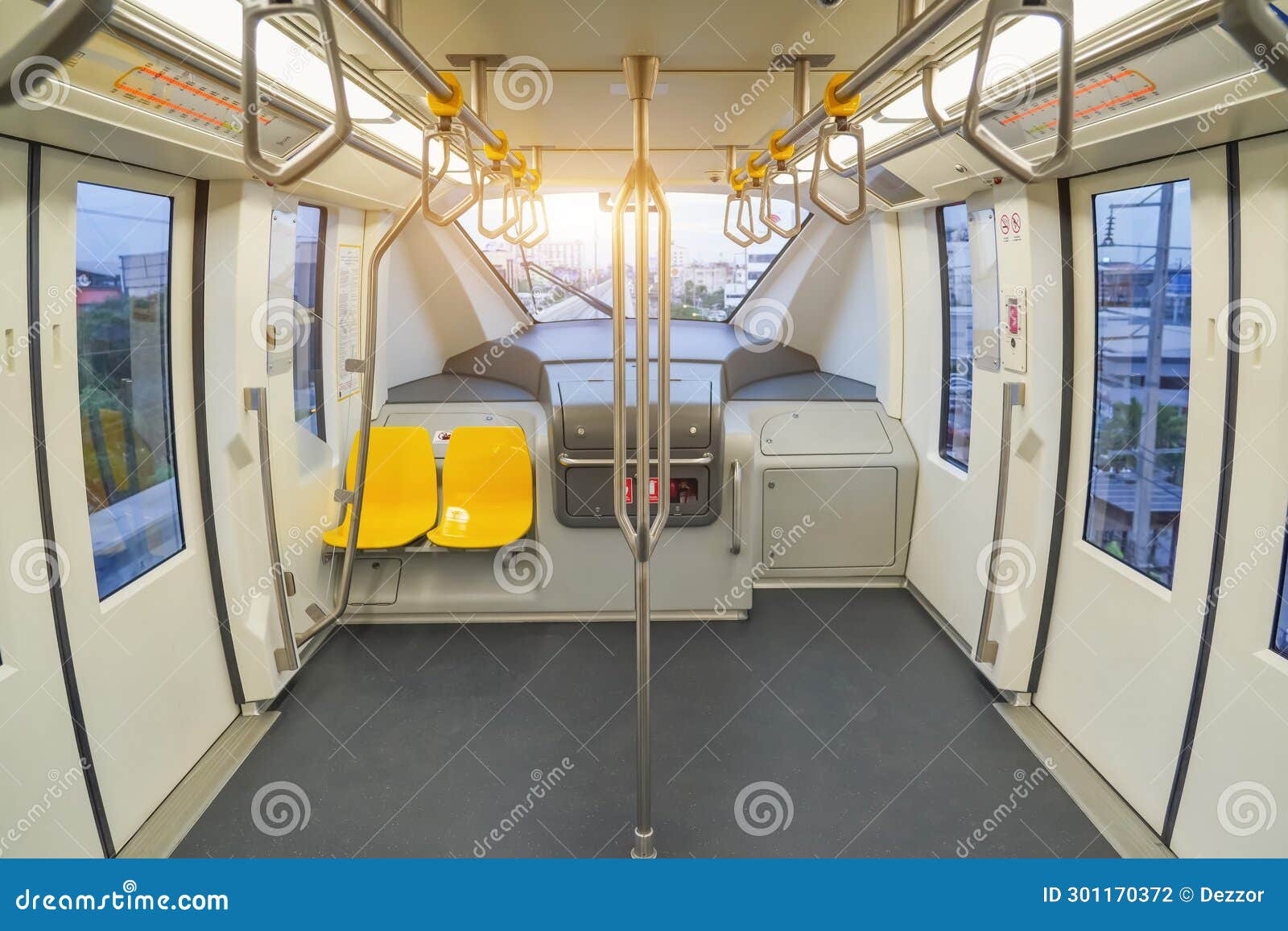 Public Transport. Empty Interior of the City Train Mono Rail on ...