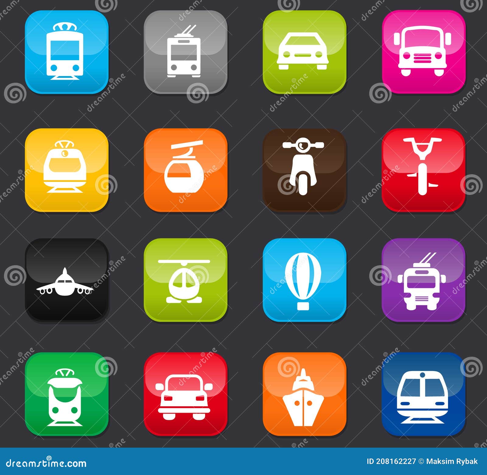 Public transport icons set stock vector. Illustration of container ...