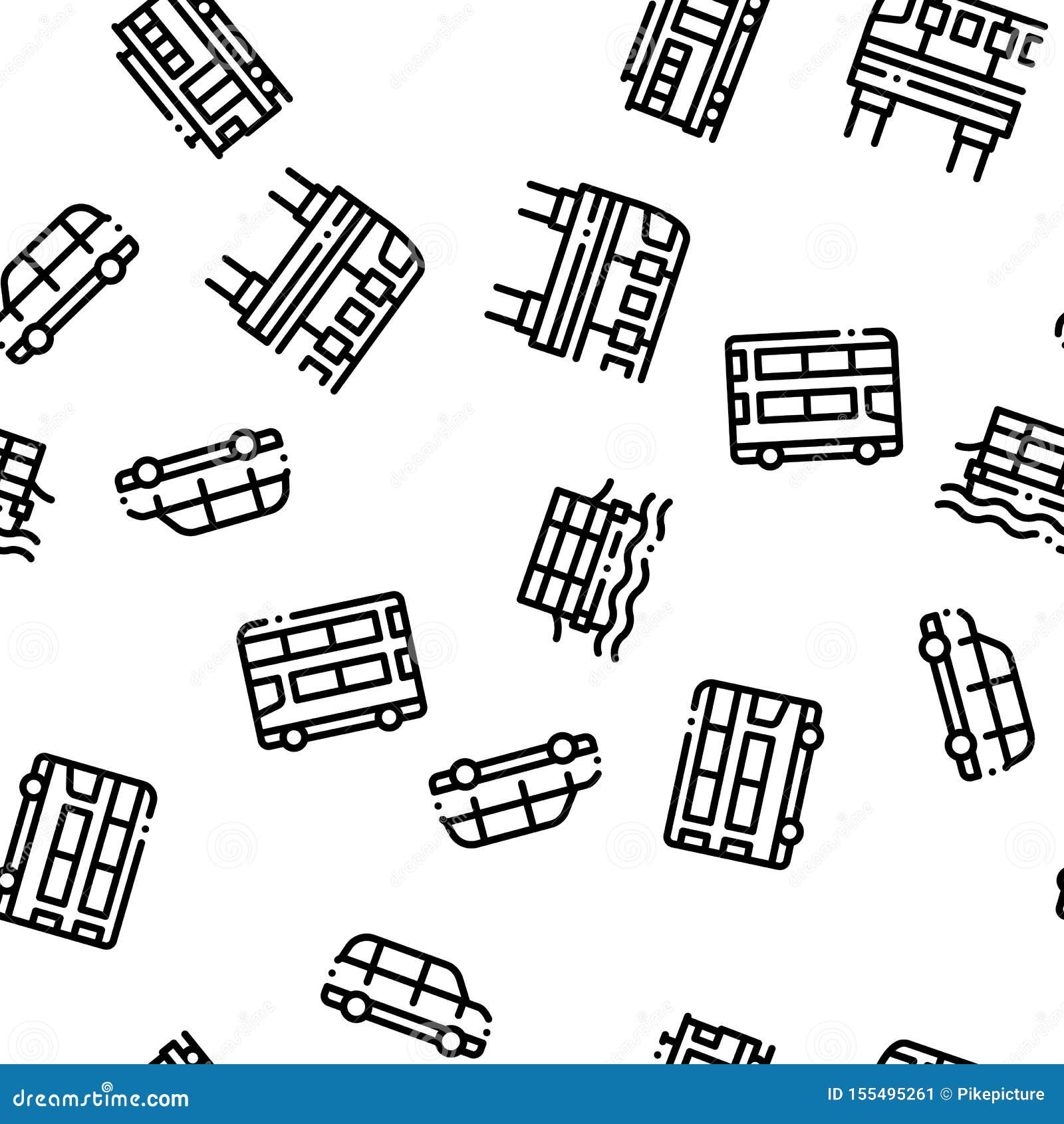 Public Transport Seamless Pattern Vector Stock Vector - Illustration of ...
