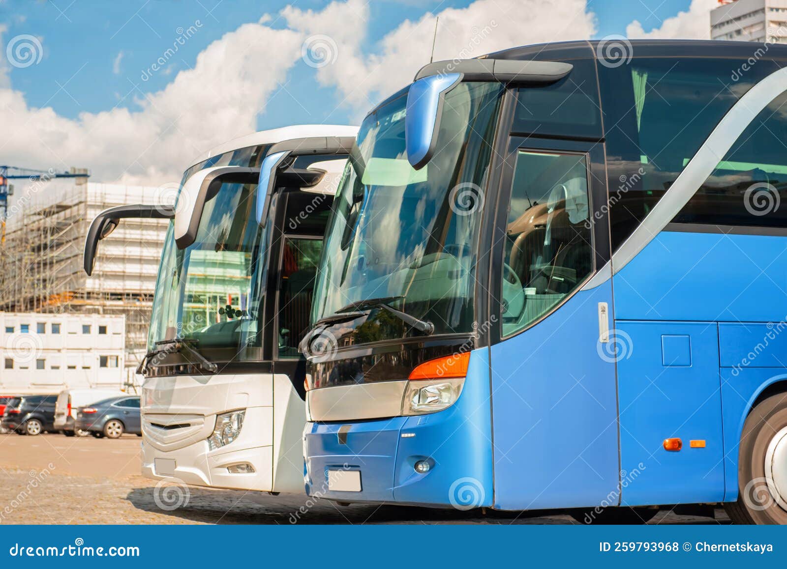 Public Transport Station with Modern Buses on Sunny Day Stock Photo ...
