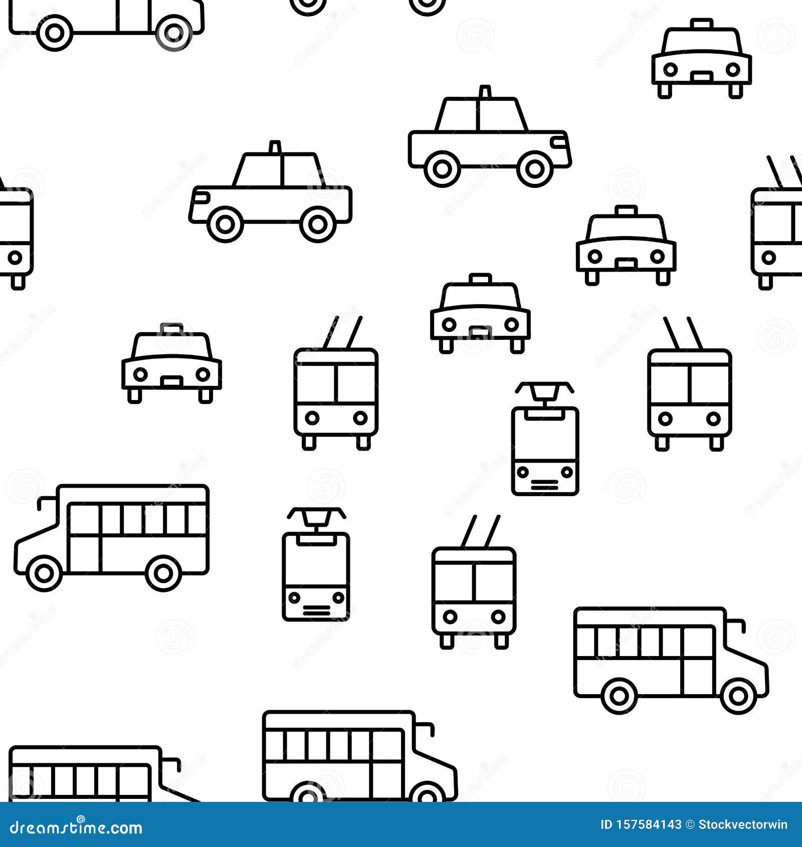 Public Transport and Vehicle Vector Seamless Pattern Stock Vector ...