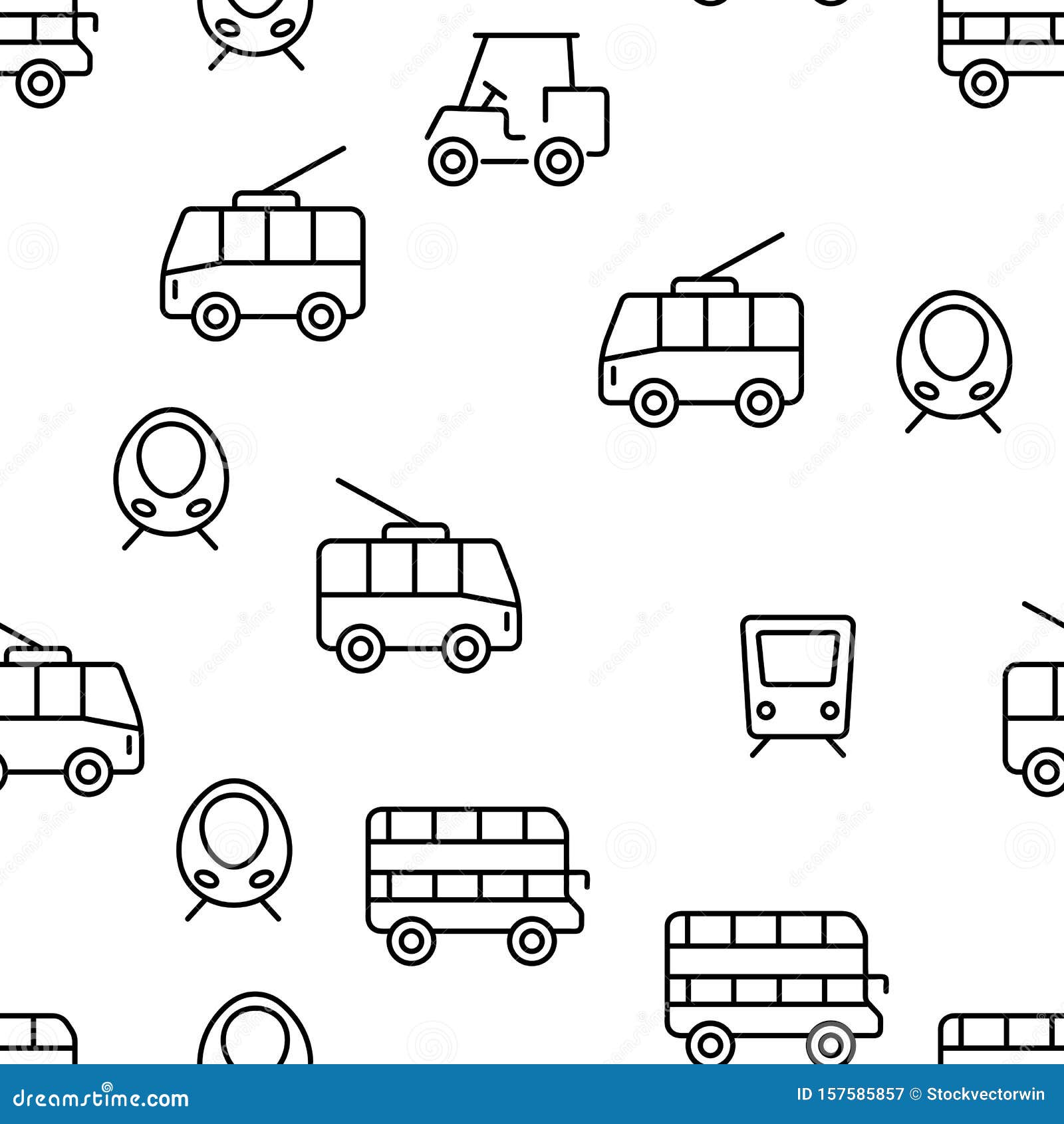 Public Transport and Vehicle Vector Seamless Pattern Stock Vector ...