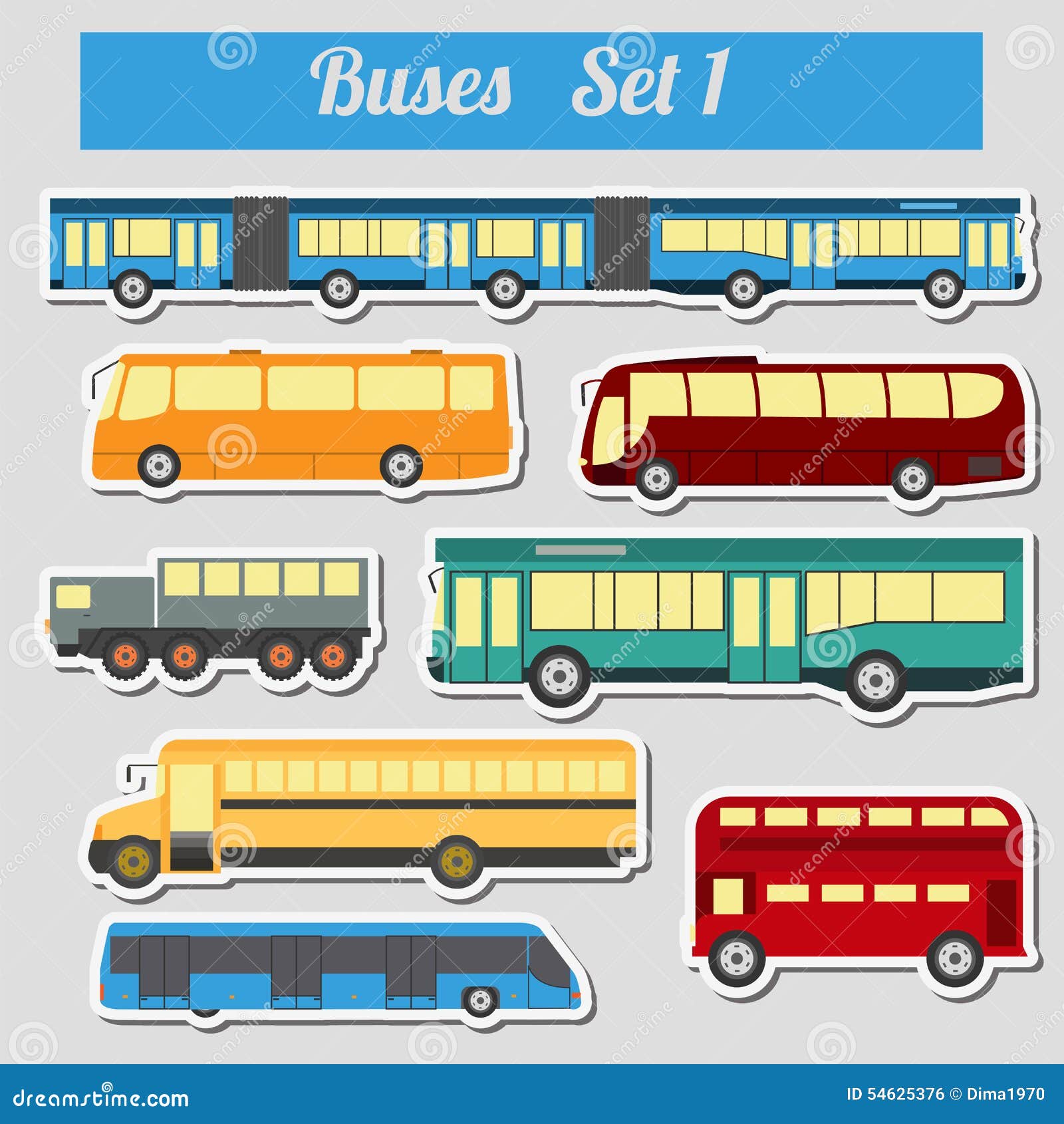Public Transportation, Buses. Icon Set Stock Vector - Illustration of ...