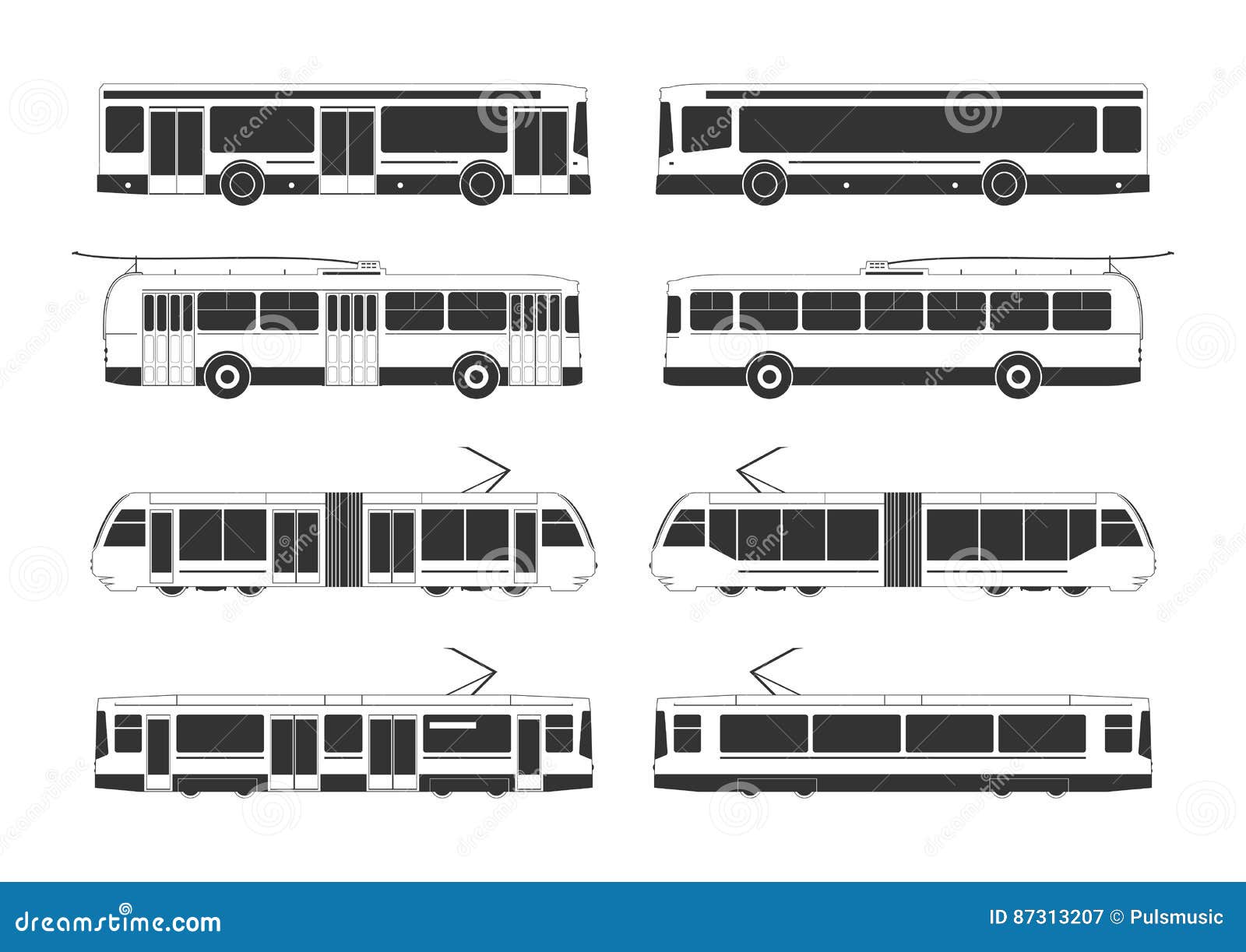Public Transportation Collection Stock Vector - Illustration of ...