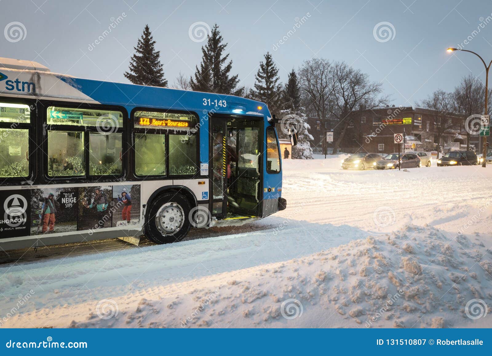 Public Transportation during Snow Storm Editorial Photography - Image ...