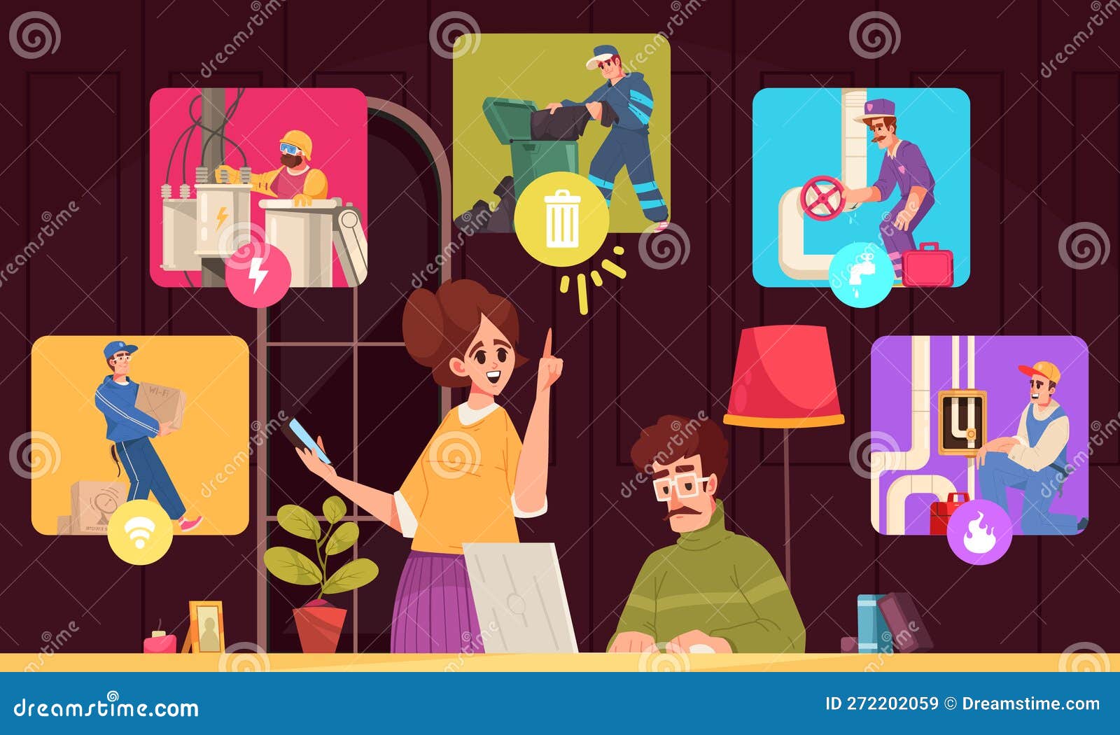Public Utilities Cartoon stock vector. Illustration of automation ...