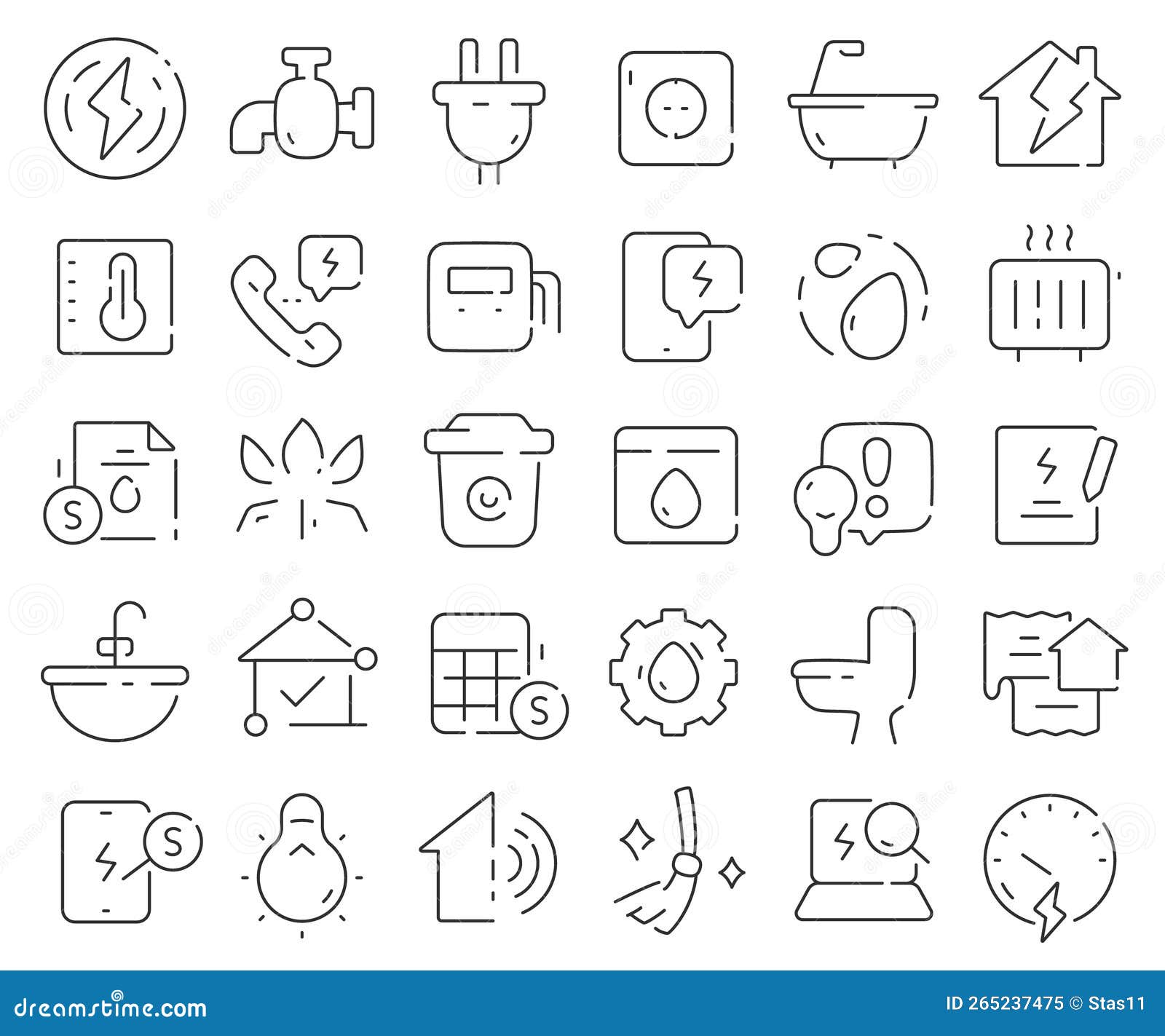 Public Utilities Line Icons Collection. Thin Outline Icons Pack Stock ...