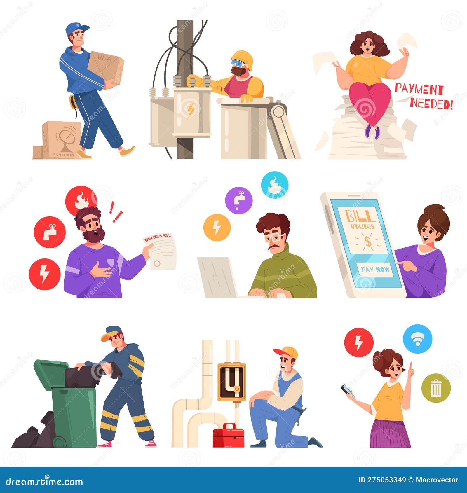 Public Utilities Set stock vector. Illustration of system - 275053349