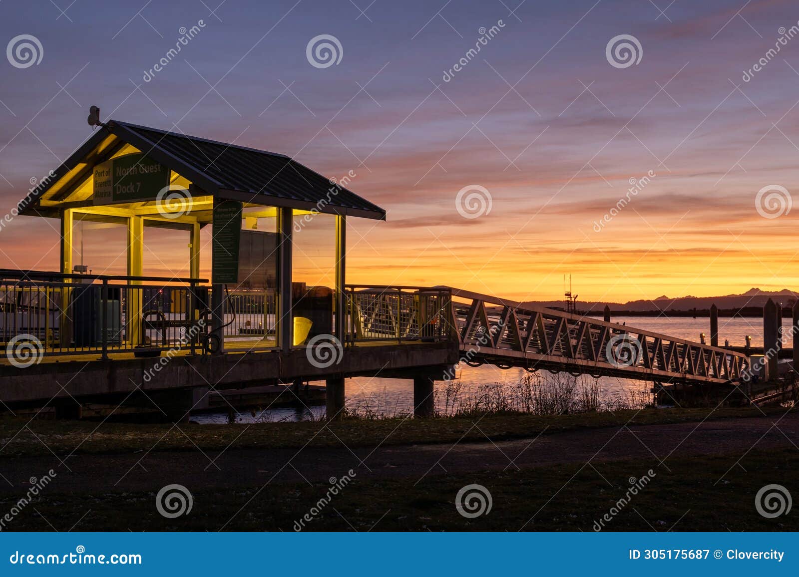 Public Waterfront Dock at Sunset Editorial Photography - Image of ...