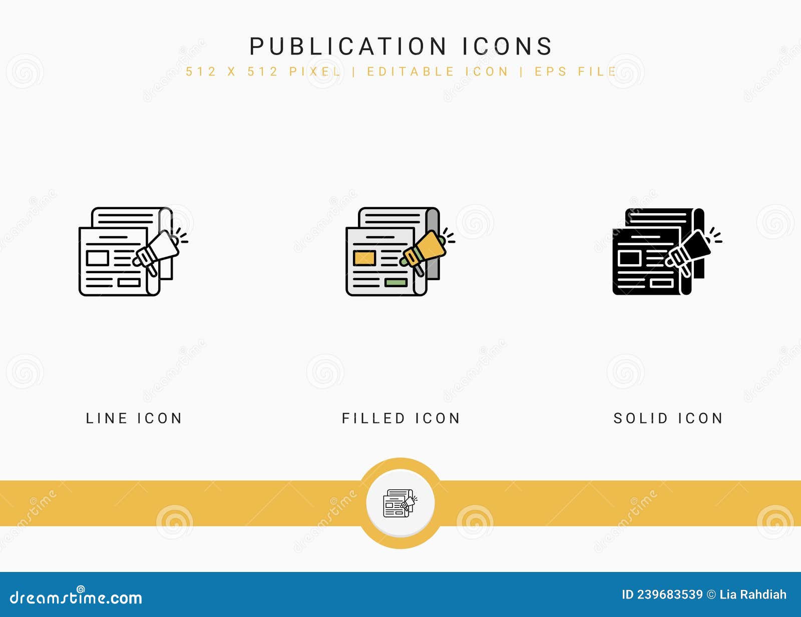 Publication Icons Set Vector Illustration with Solid Icon Line Style ...