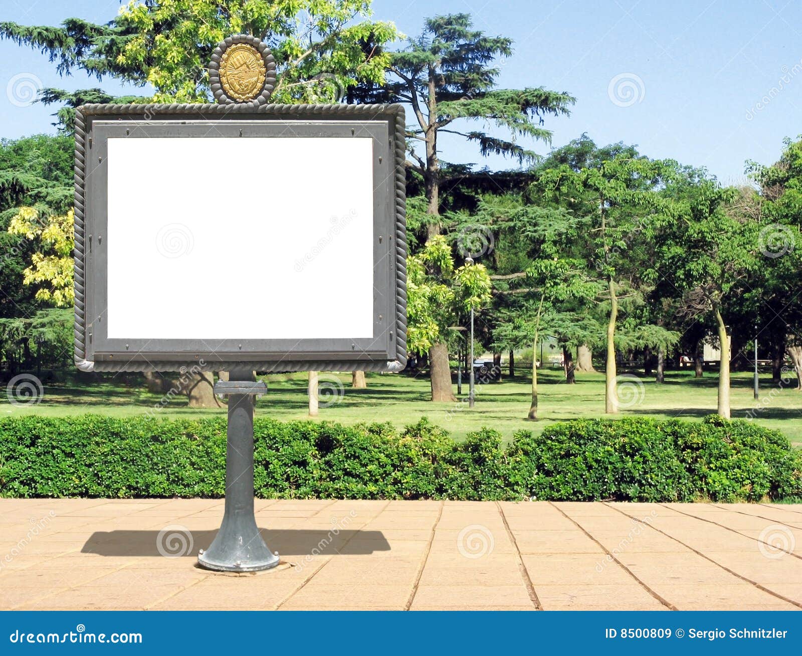 Publicity board on a park stock image. Image of advertising - 8500809