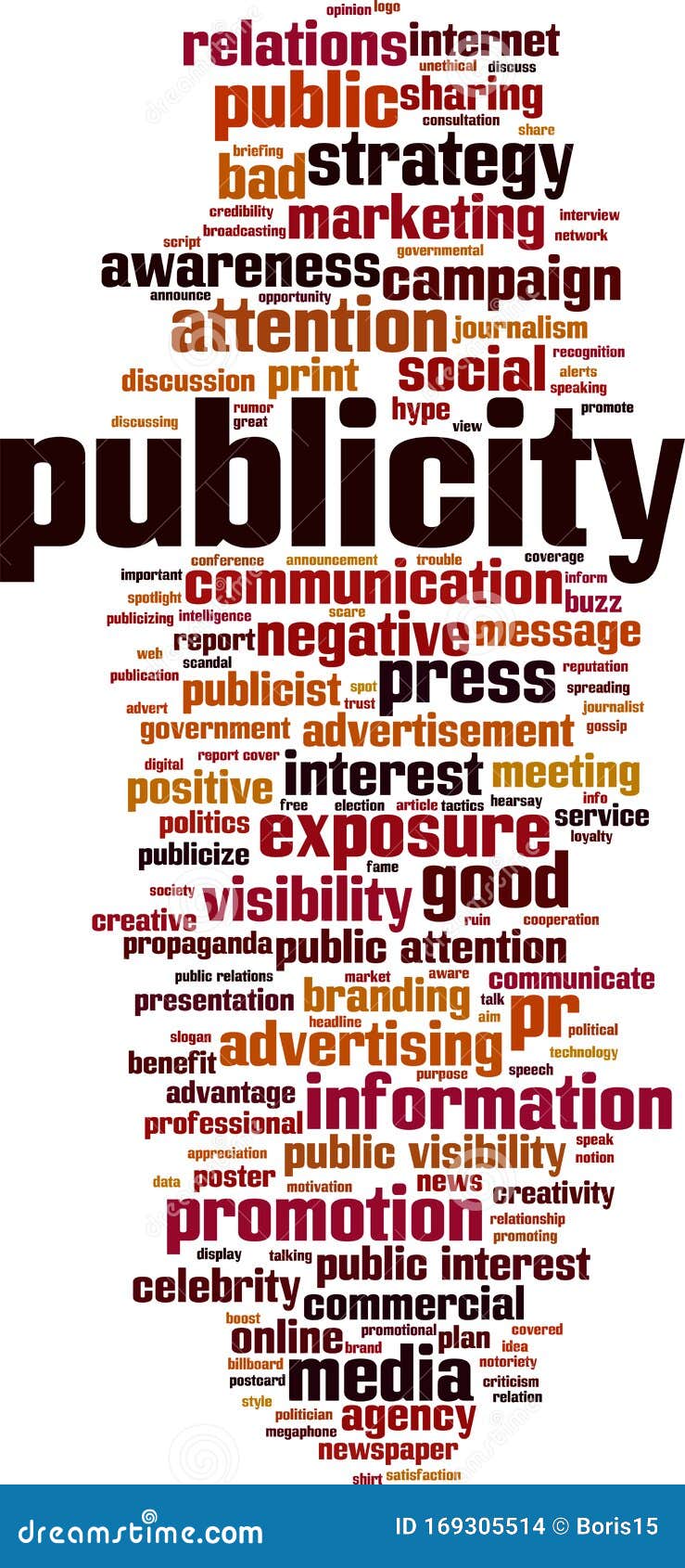 Publicity word cloud stock vector. Illustration of celebrity - 169305514