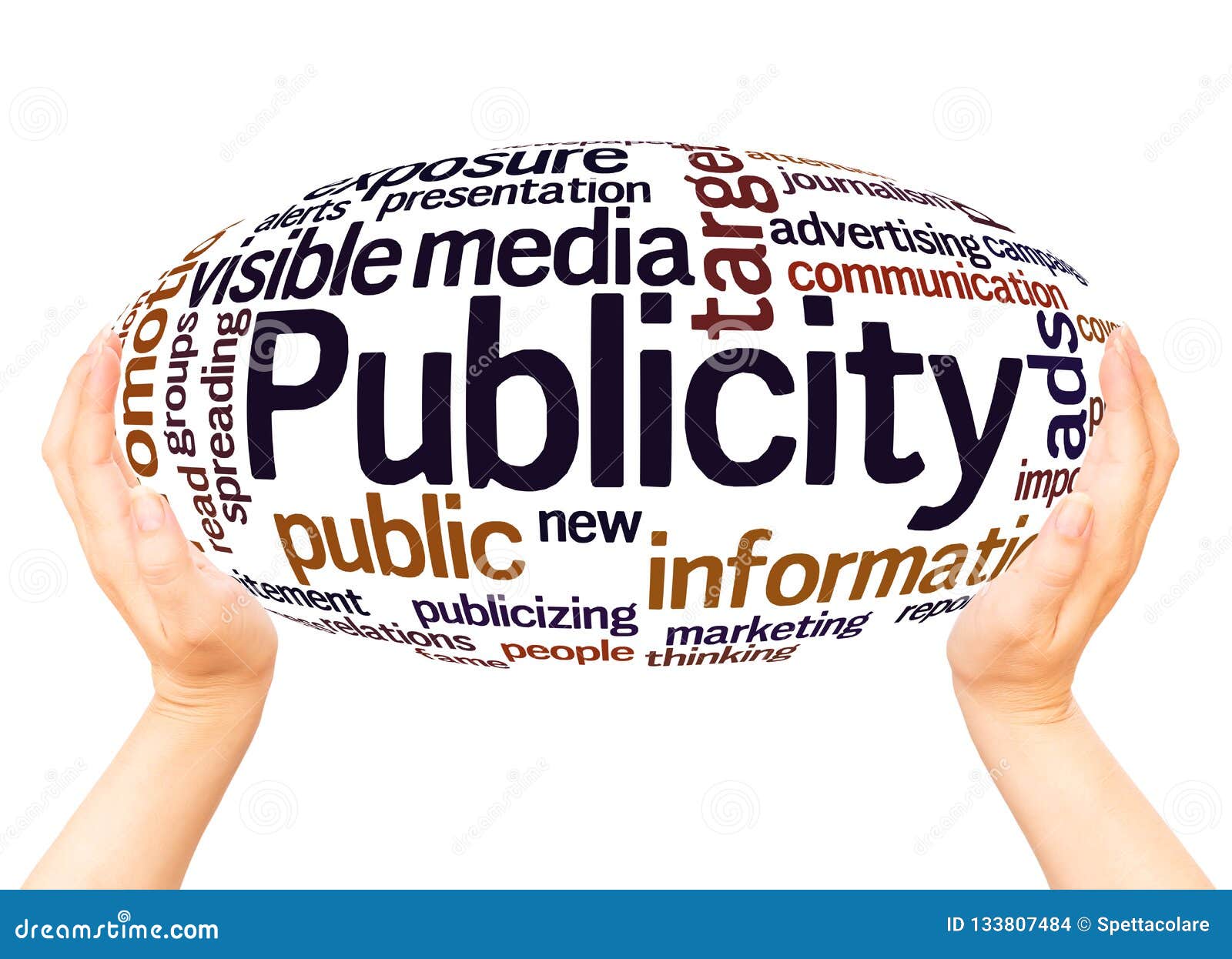 Publicity Word Cloud Hand Sphere Concept Stock Illustration ...