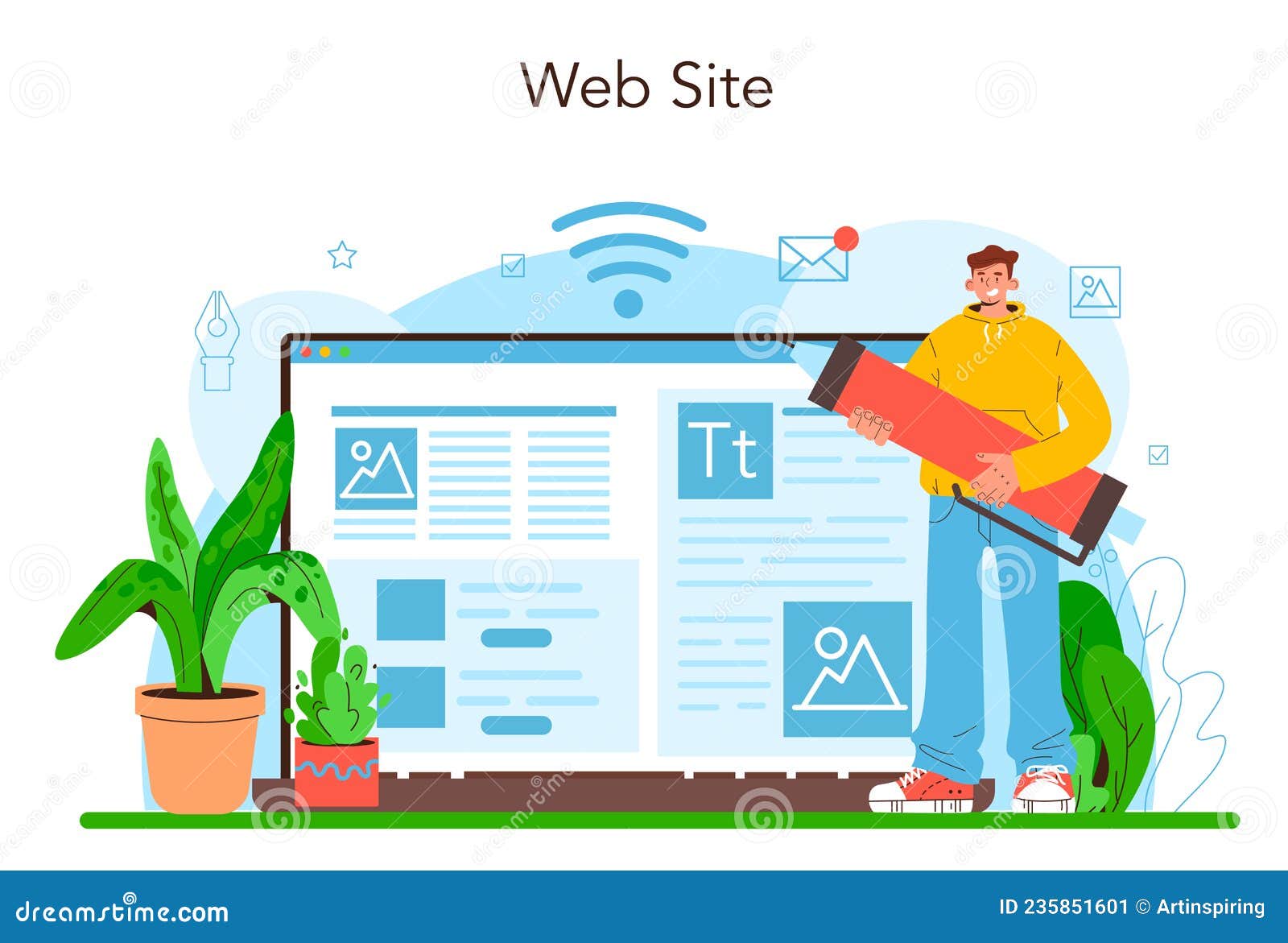 Publishing Editor Online Service or Platform. Journalist Working Stock ...